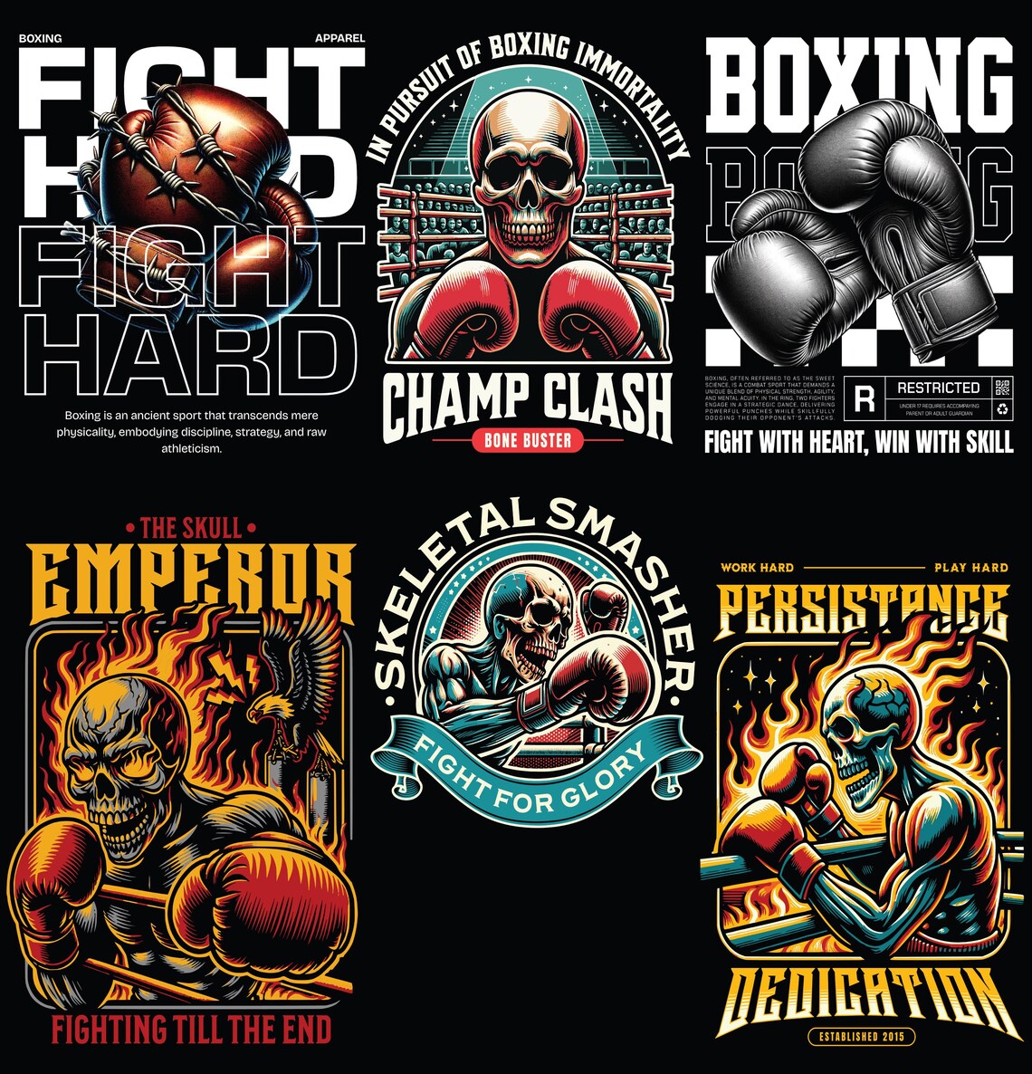 Boxing Digital Art Designs Bundle | 10 Pack of Unique Graphics for ...