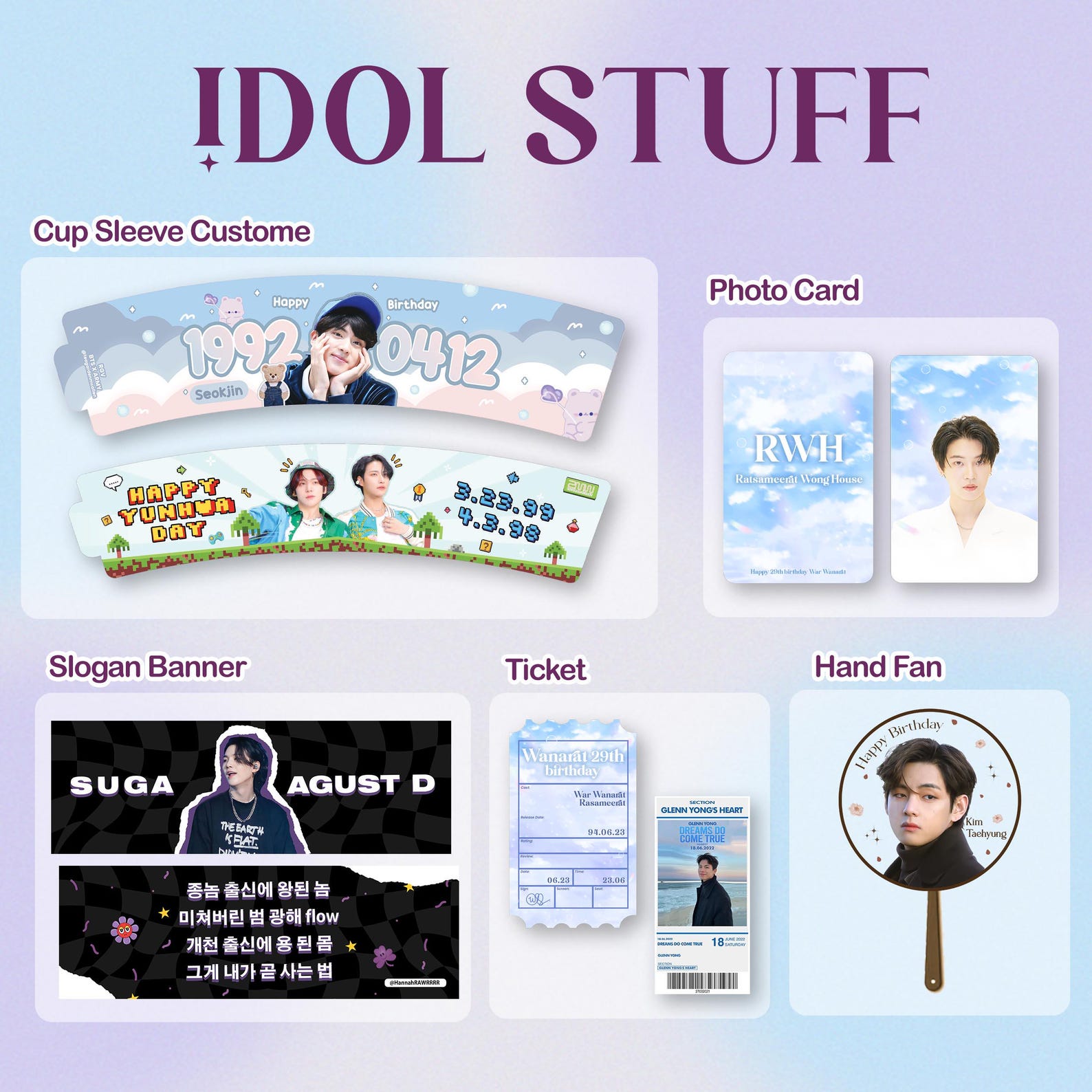 Custom Kpop Merch Design: Cupsleeve, Stickers, Photocards (digital ...