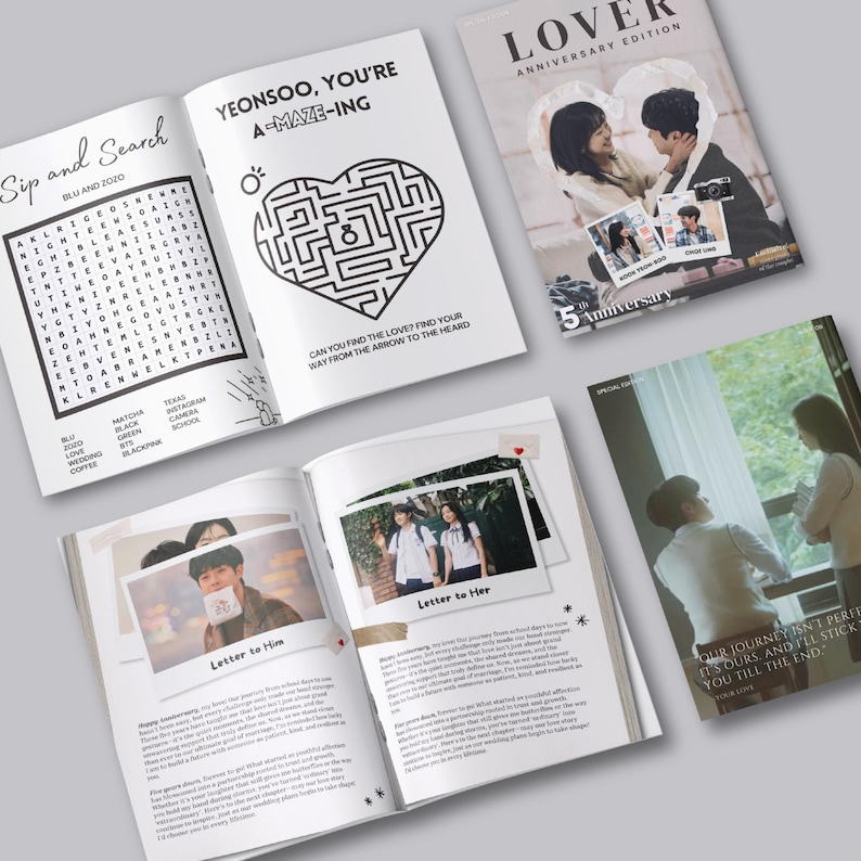 Personalized Couples Magazine Template: Romantic Anniversary Scrapbook ...