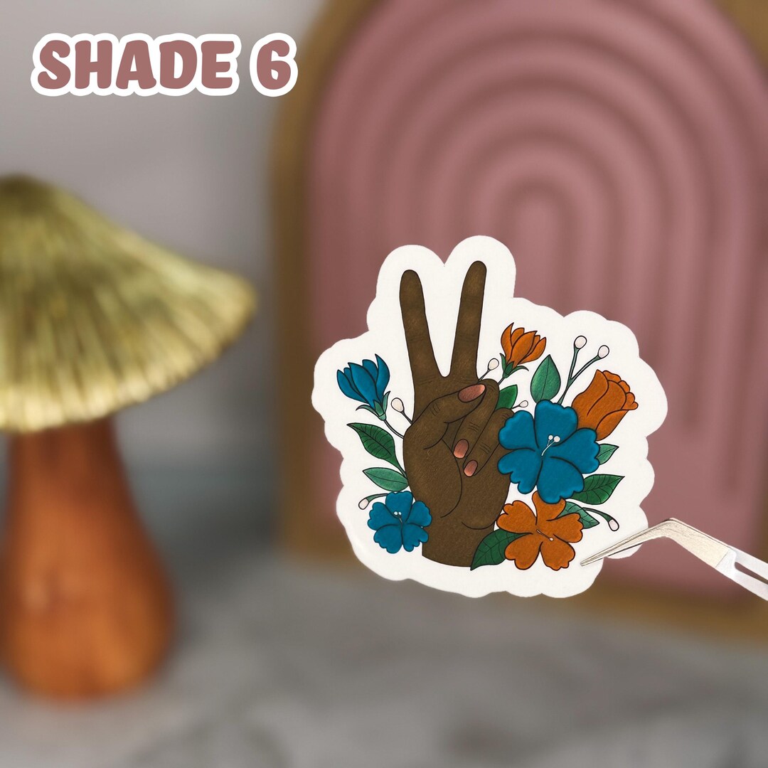 Floral Peace Sign Sticker | Matte and Waterproof Aesthetic Stickers ...