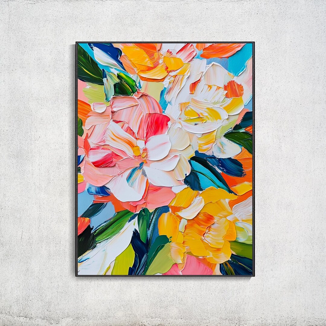 Soft Creamy Texture Palette Knife Art 3D Hand-painted Floral Landscape ...