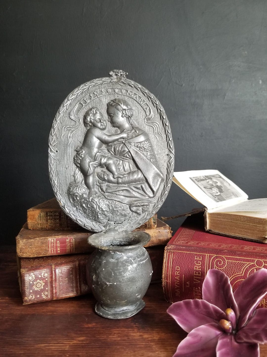 Antique Mary and Infant Jesus Pewter Holy Water Font 18th Century - Etsy