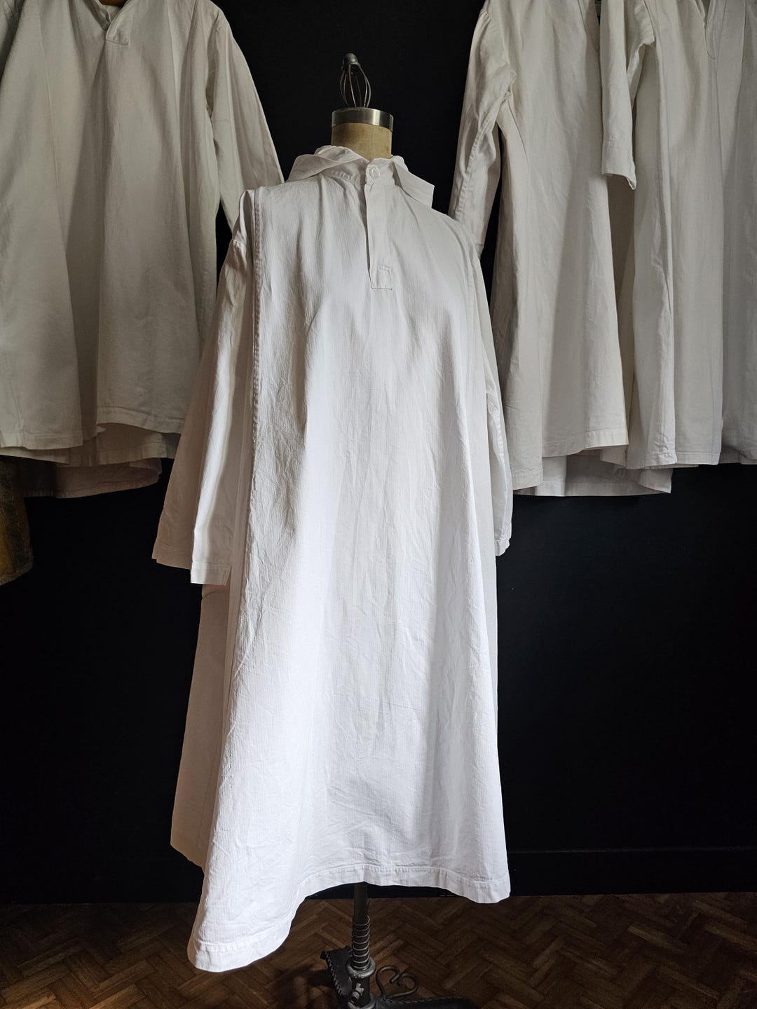 Vintage White Cotton Alb With Decorative Hood - Etsy