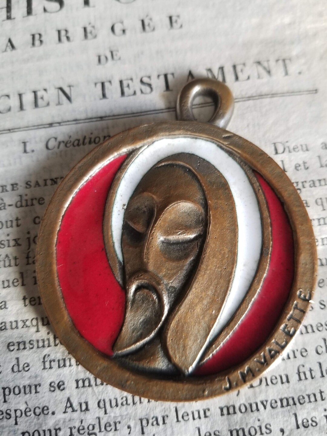 Vintage Large Jesus Christ Medal Pendant Signed J M Valette From France ...