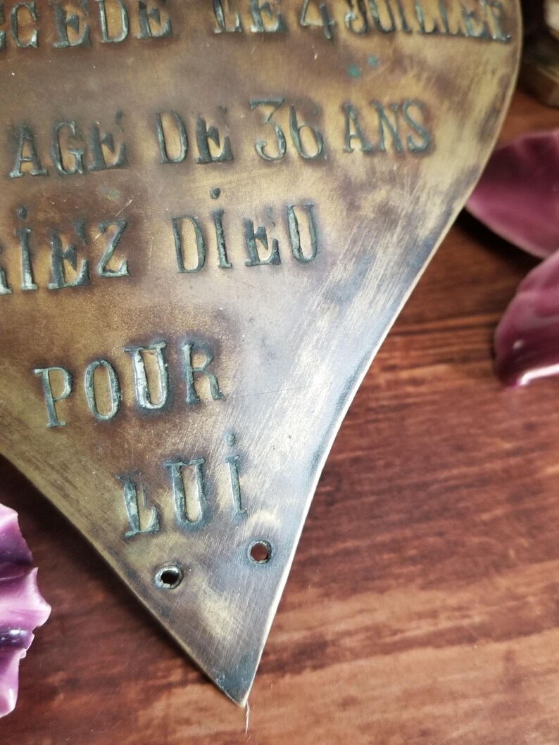 Antique French Heart Shape Memorial Plaque, Grave Marker From 1906. - Etsy