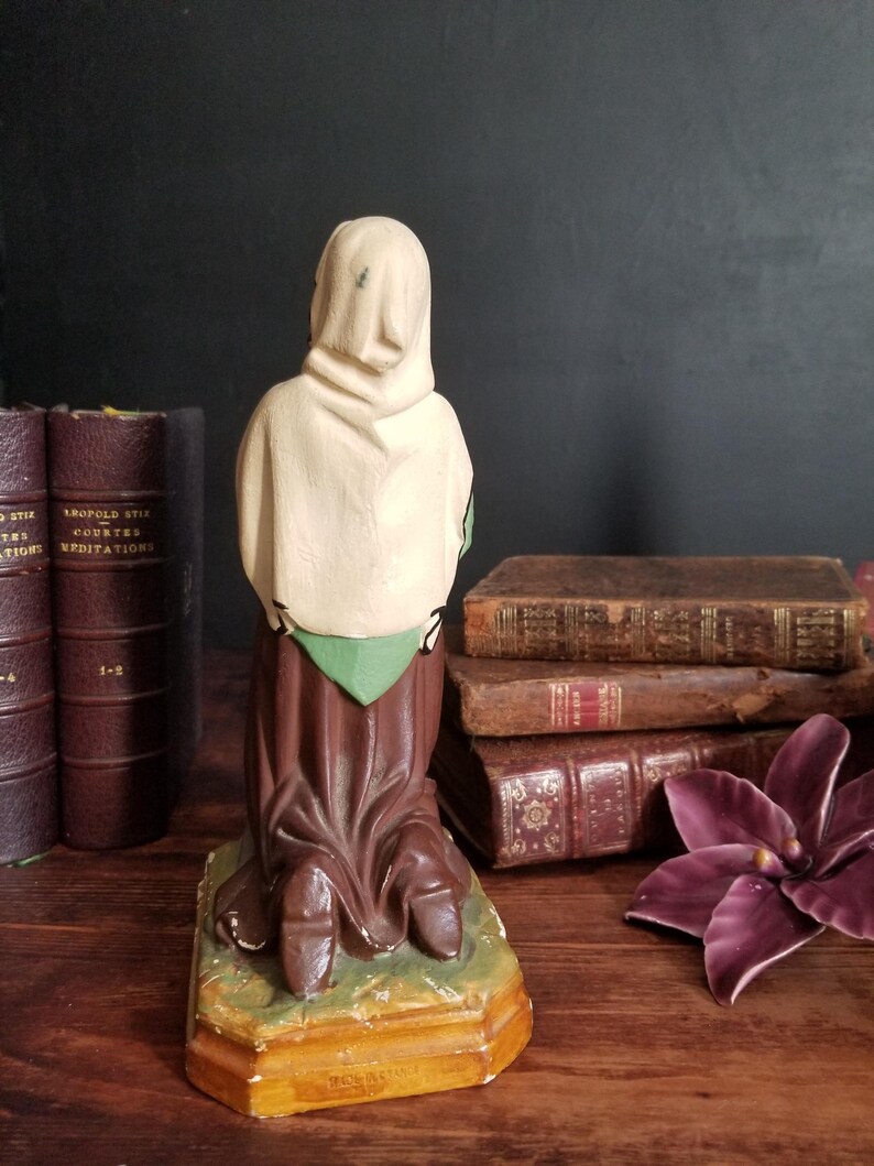Antique Bernadette Soubirous Small Painted Plaster Statue. - Etsy