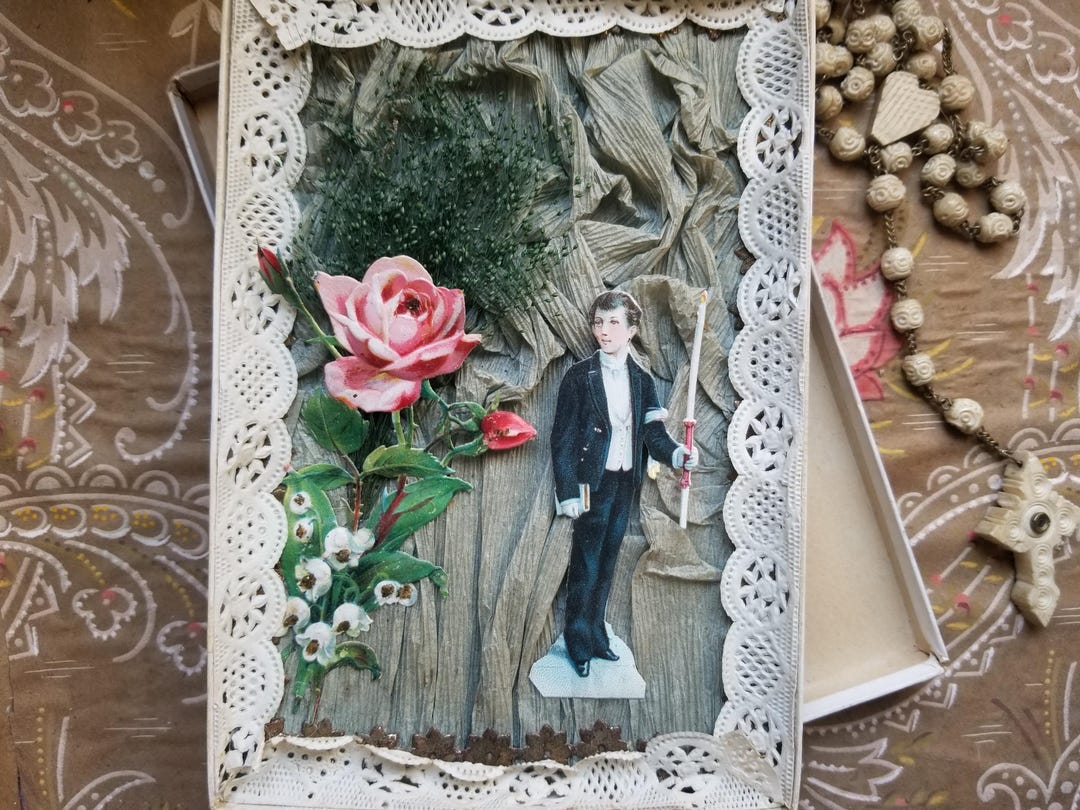 French Antique First Holy Communion Diorama Souvenir Box - Etsy