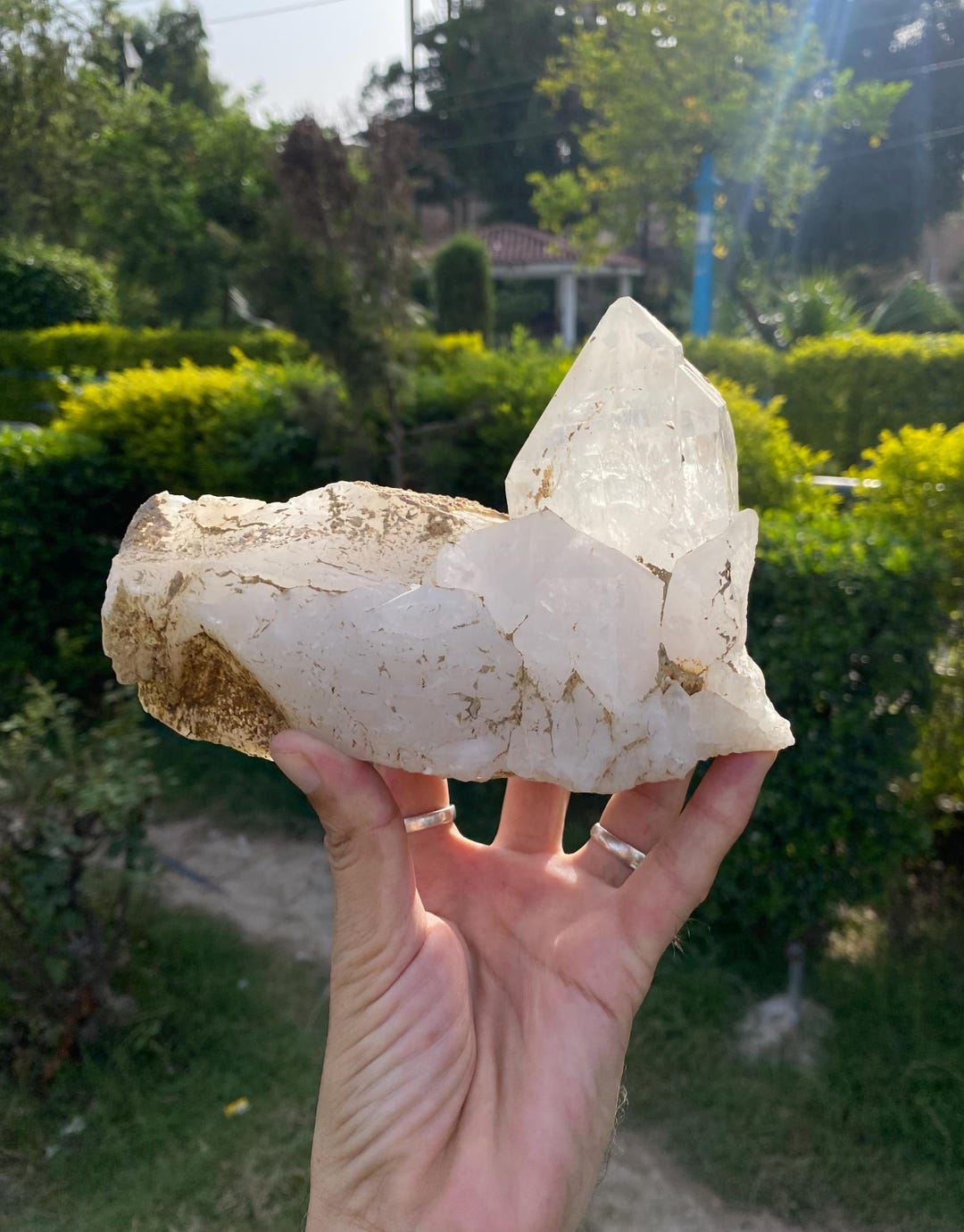 Huge Clear Quartz Cluster Inclusion With Rainbow Quartz Crystal From ...