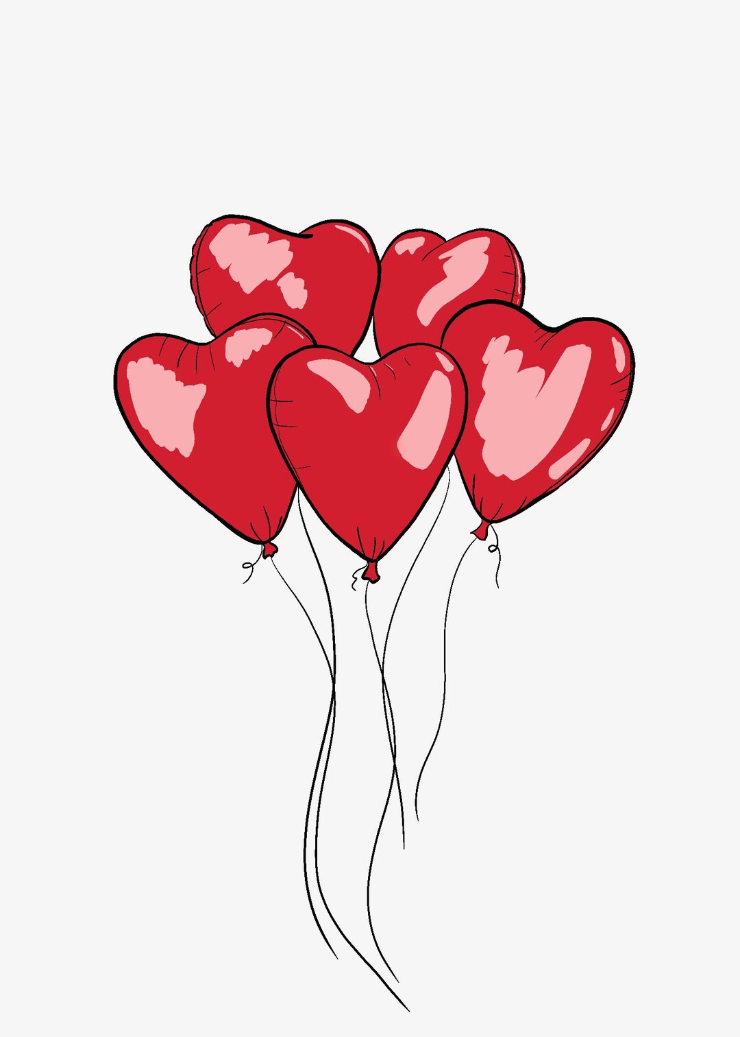 Valentines Clip Art, Heart Balloons, Digital Art, Valentines Hearts ...