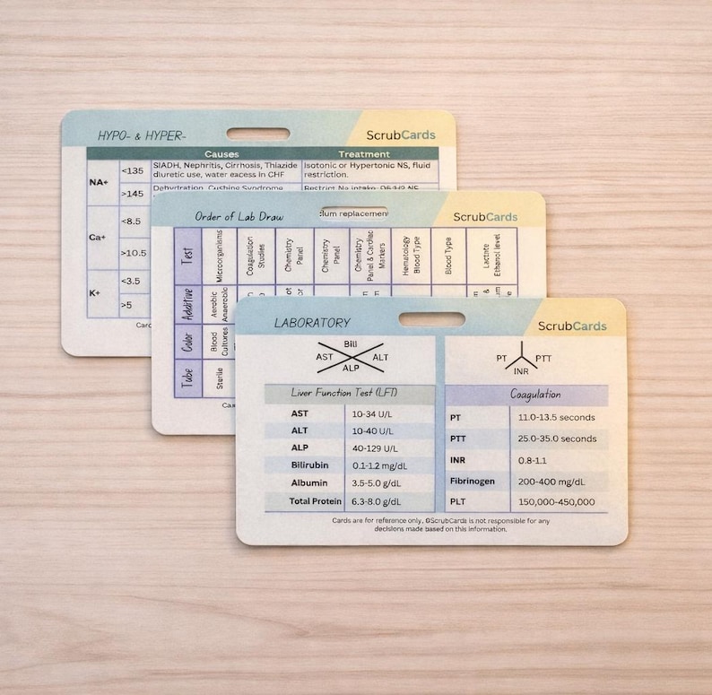 Lab Badge Card for Nurses | Laboratory Quick Reference | Nursing Badge ...