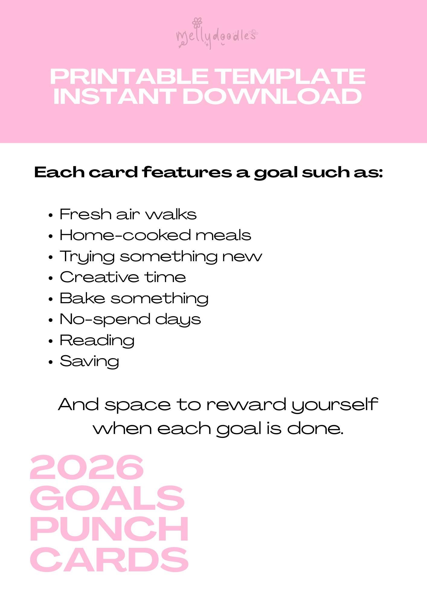 2026 Customisable Goal Punch Card Printable | Habit Tracker Canva ...