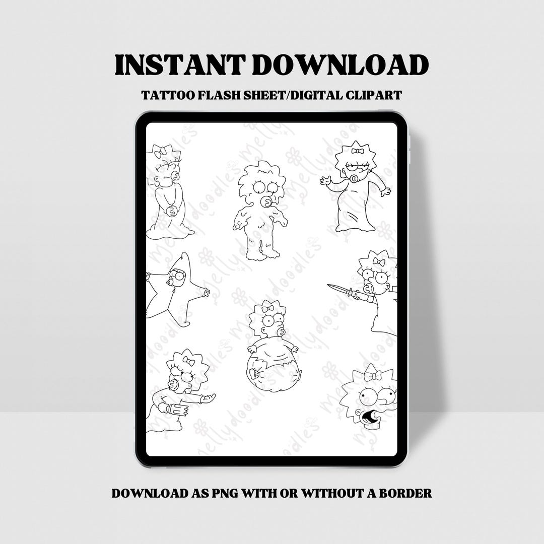 The Simpsons “maggie Simpson” Tattoo Flash Sheet - PNG Instant Download ...