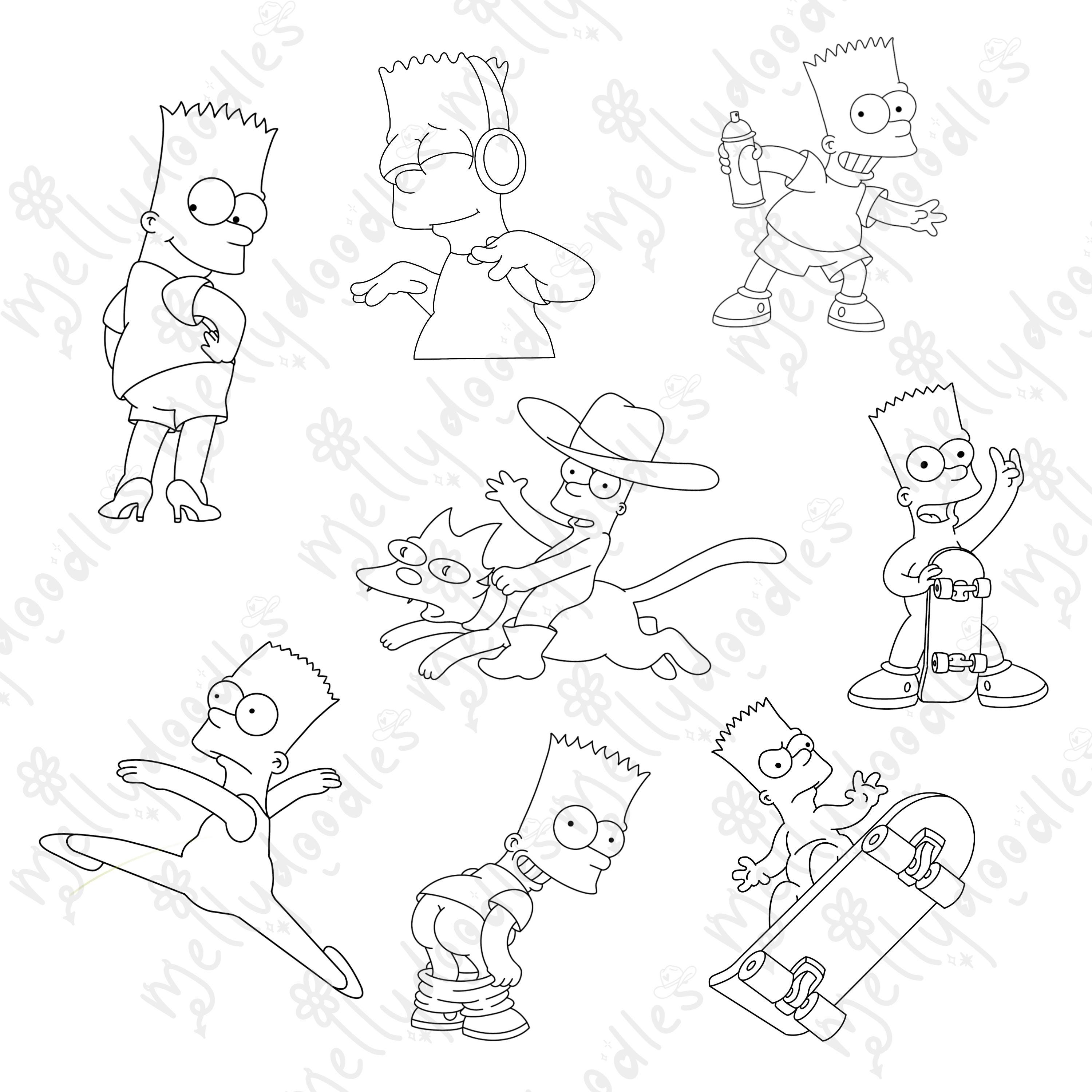 The Simpsons “bart Simpson” Tattoo Flash Sheet - PNG Instant Download ...