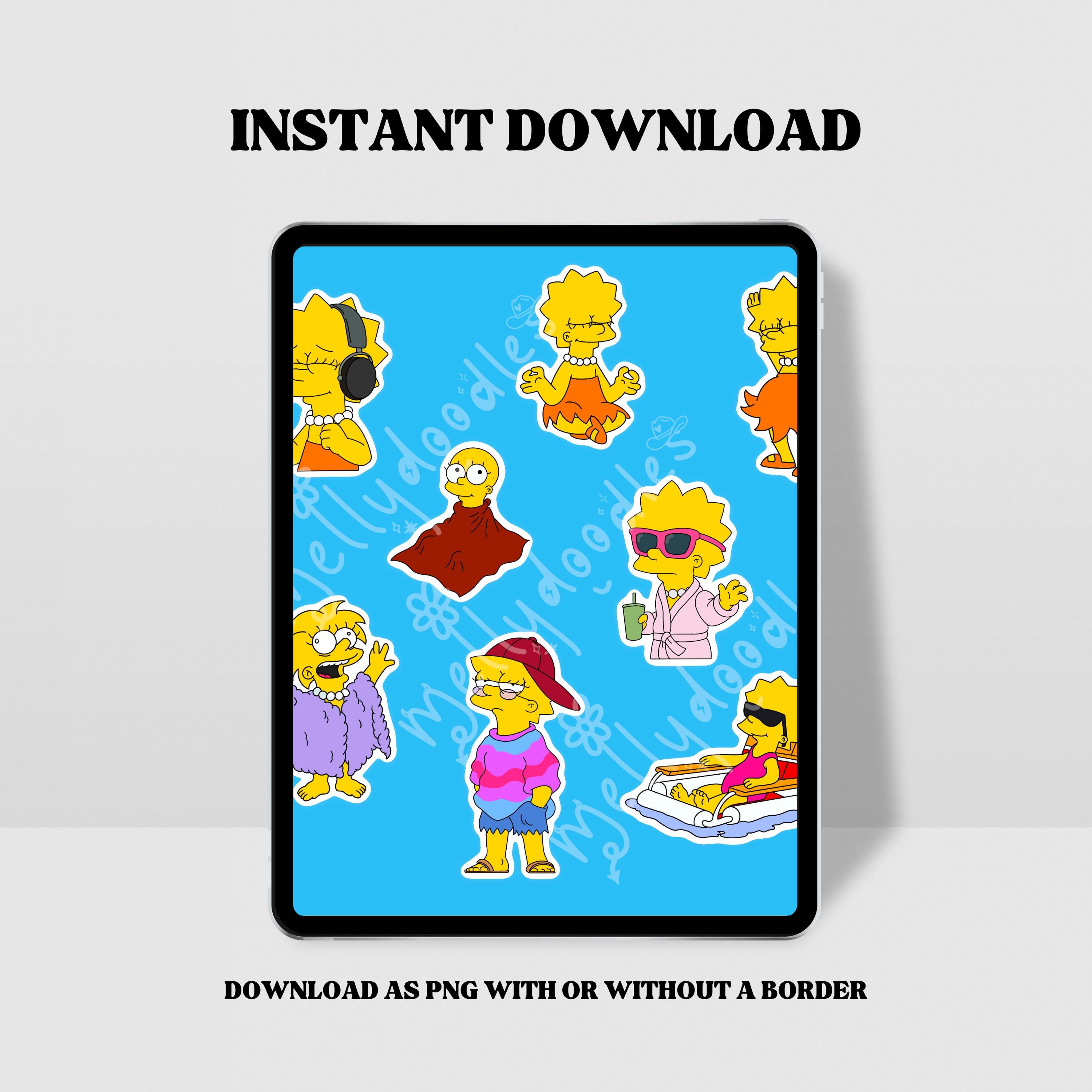 The Simpsons “lisa Simpson” Digital Stickers - PNG Instant Download for ...