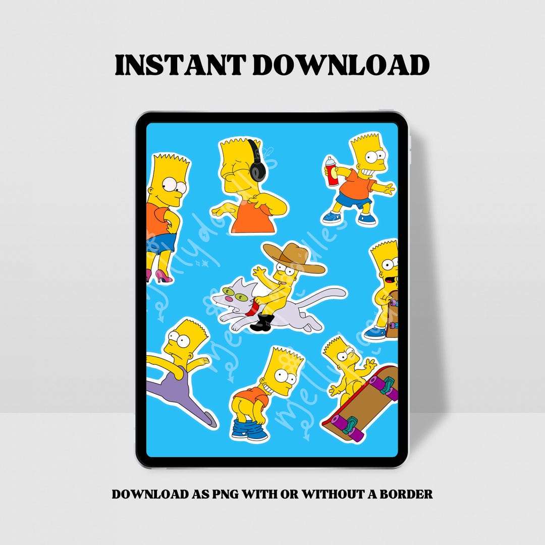 The Simpsons “bart Simpson” Digital Stickers - PNG Instant Download for ...