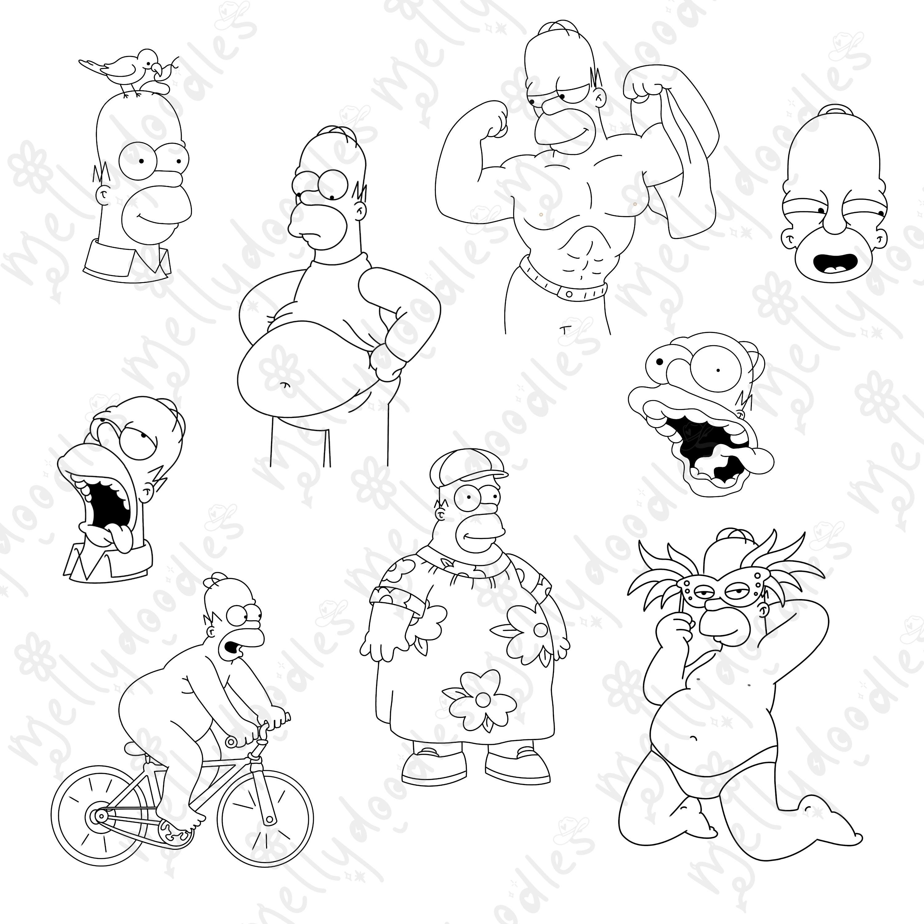 The Simpsons Mega Pack Tattoo Flash Sheet - PNG Instant Download - Etsy