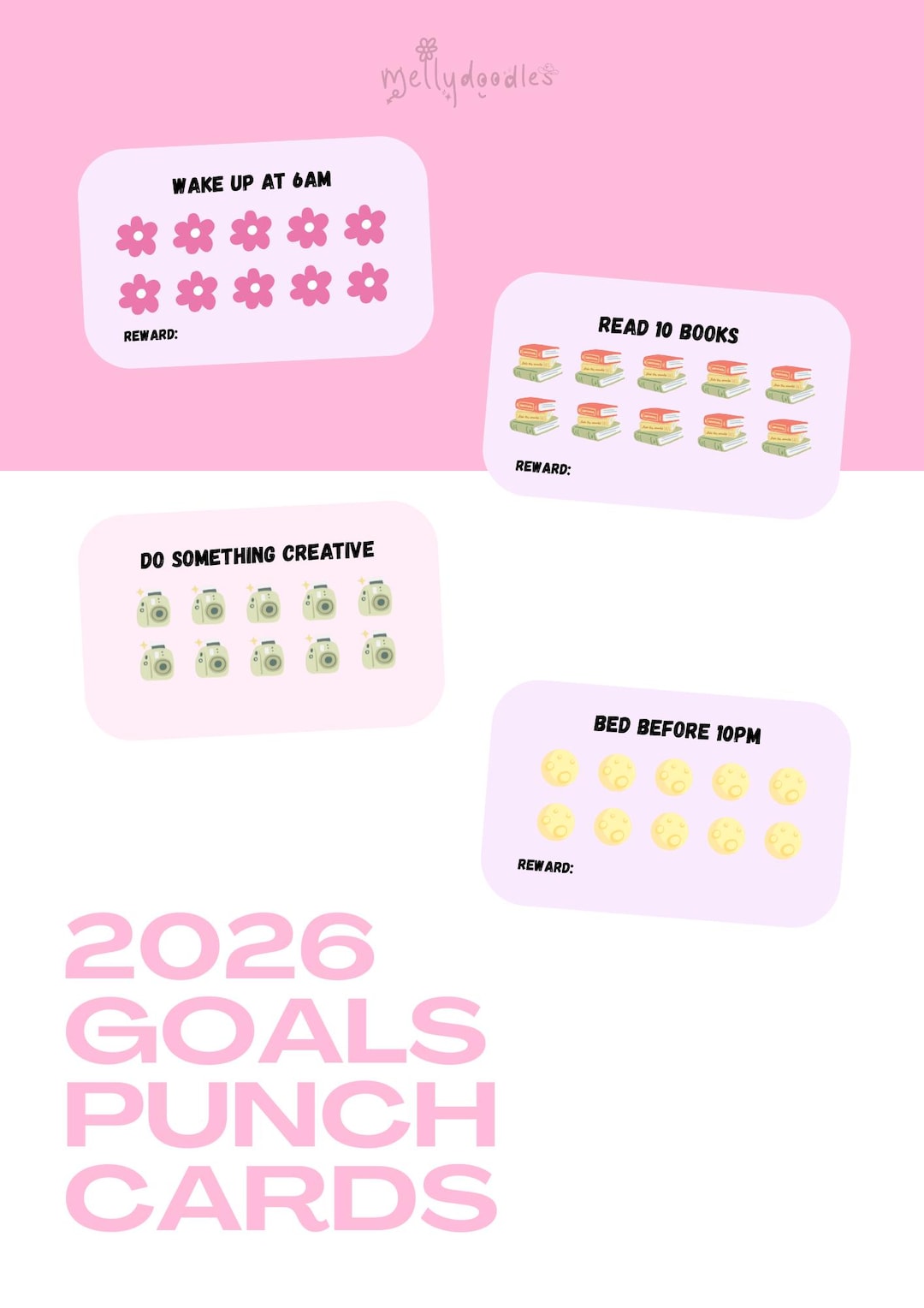 2026 Customisable Goal Punch Card Printable | Habit Tracker Canva ...