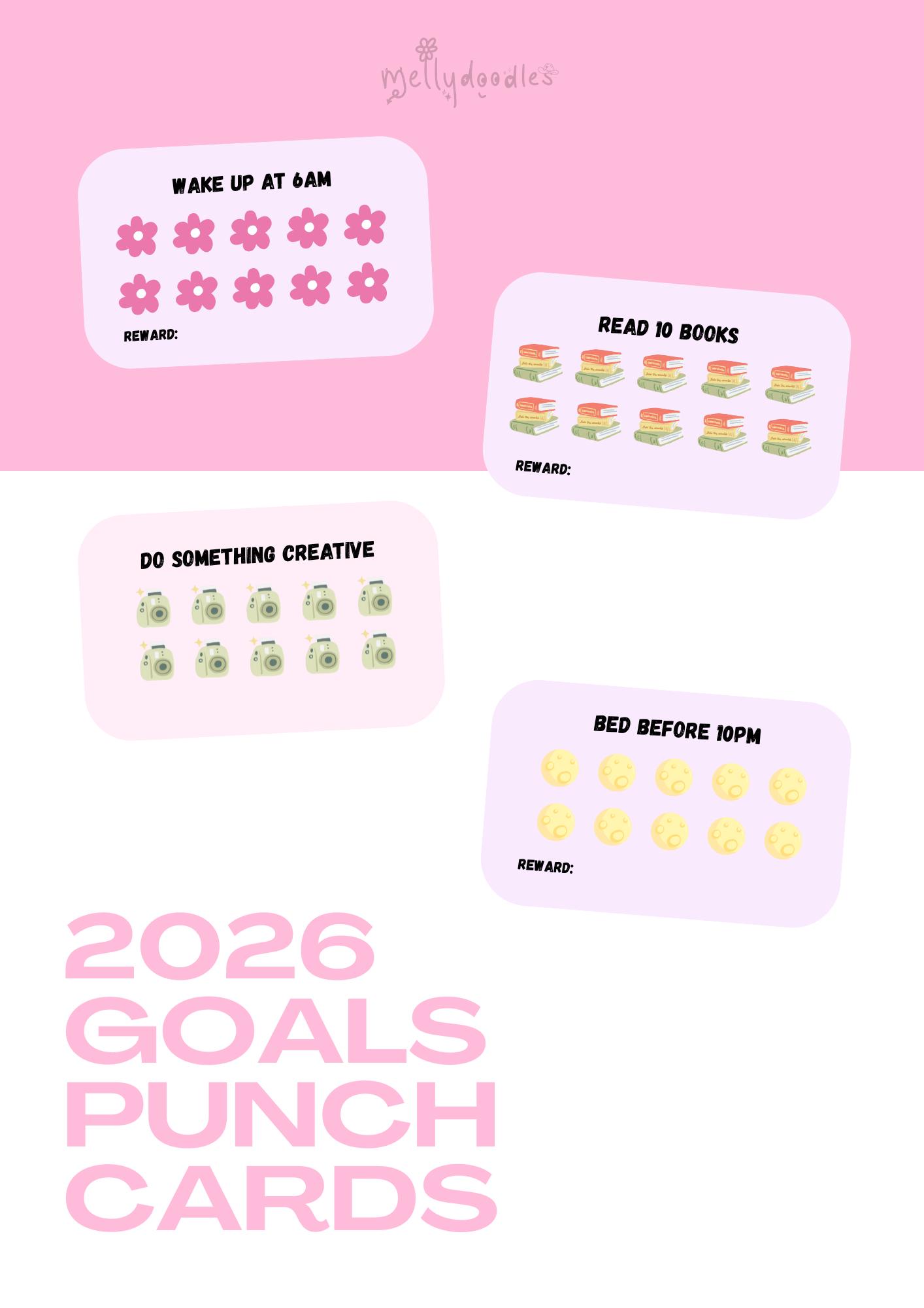 2026 Customisable Goal Punch Card Printable | Habit Tracker Canva ...
