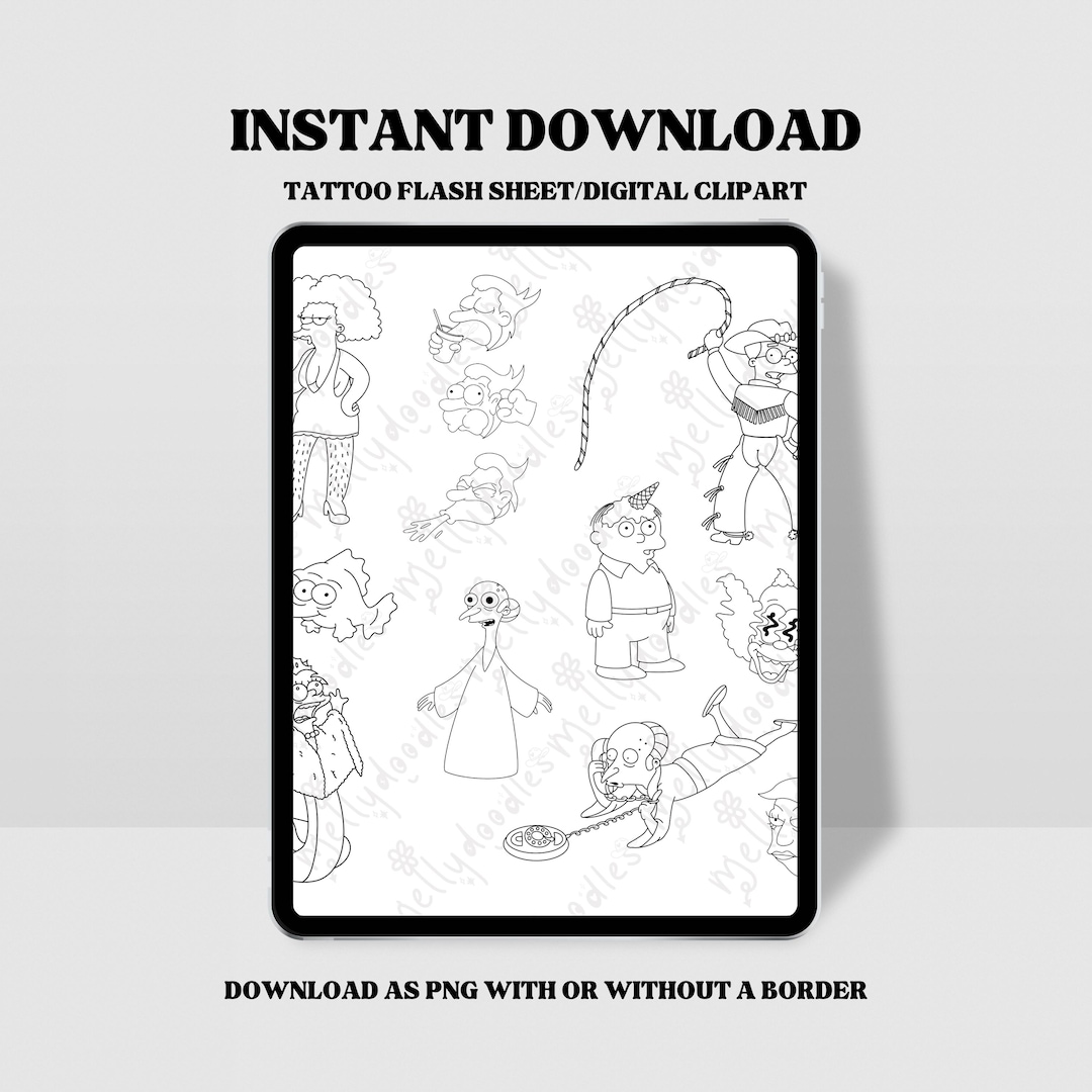 The Simpsons Characters Tattoo Flash Sheet - PNG Instant Download - Etsy