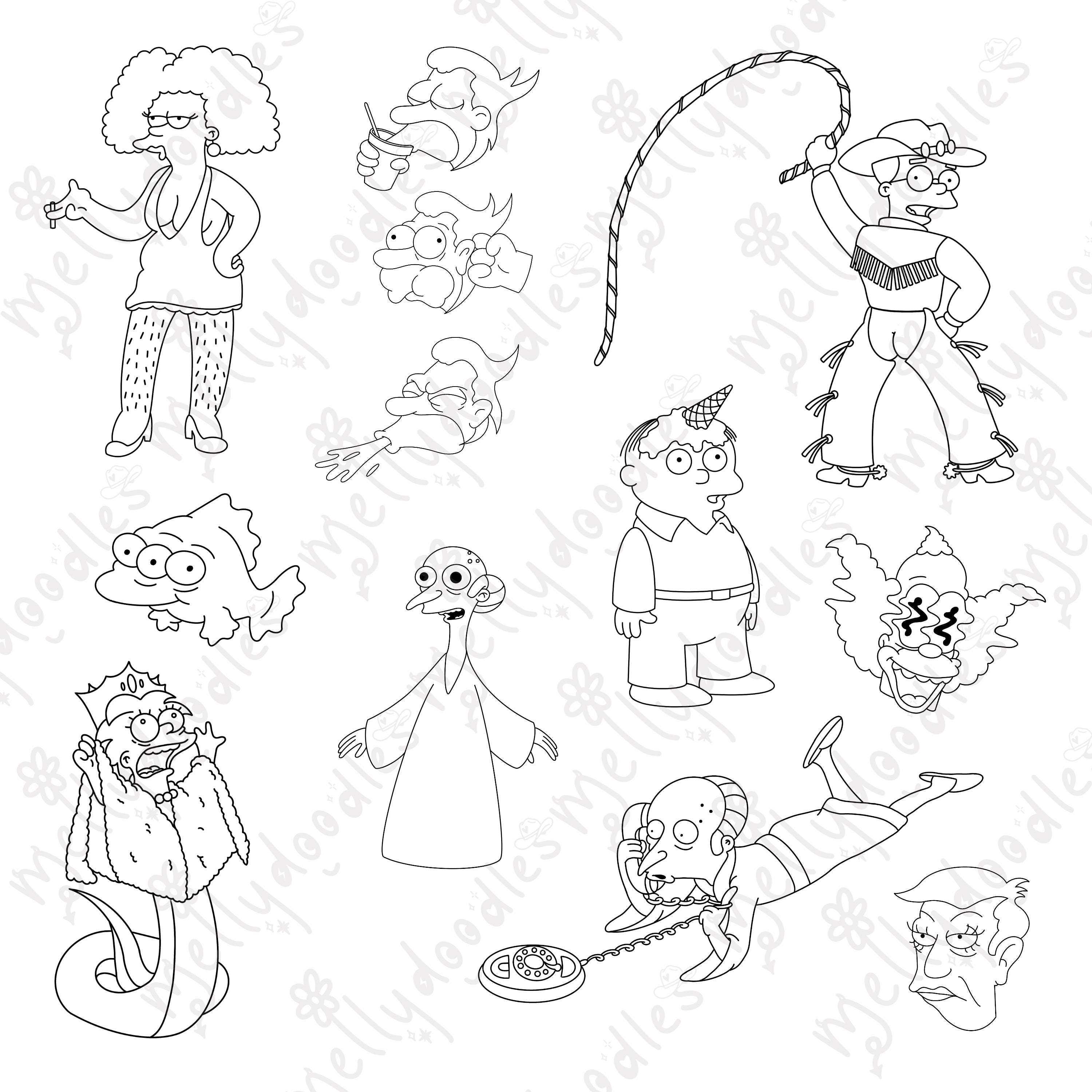 The Simpsons Mega Pack Tattoo Flash Sheet - PNG Instant Download - Etsy