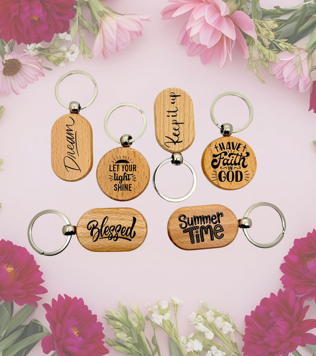 Custom Engraving Wooden Keychain • Personalized Name or Logo - Etsy