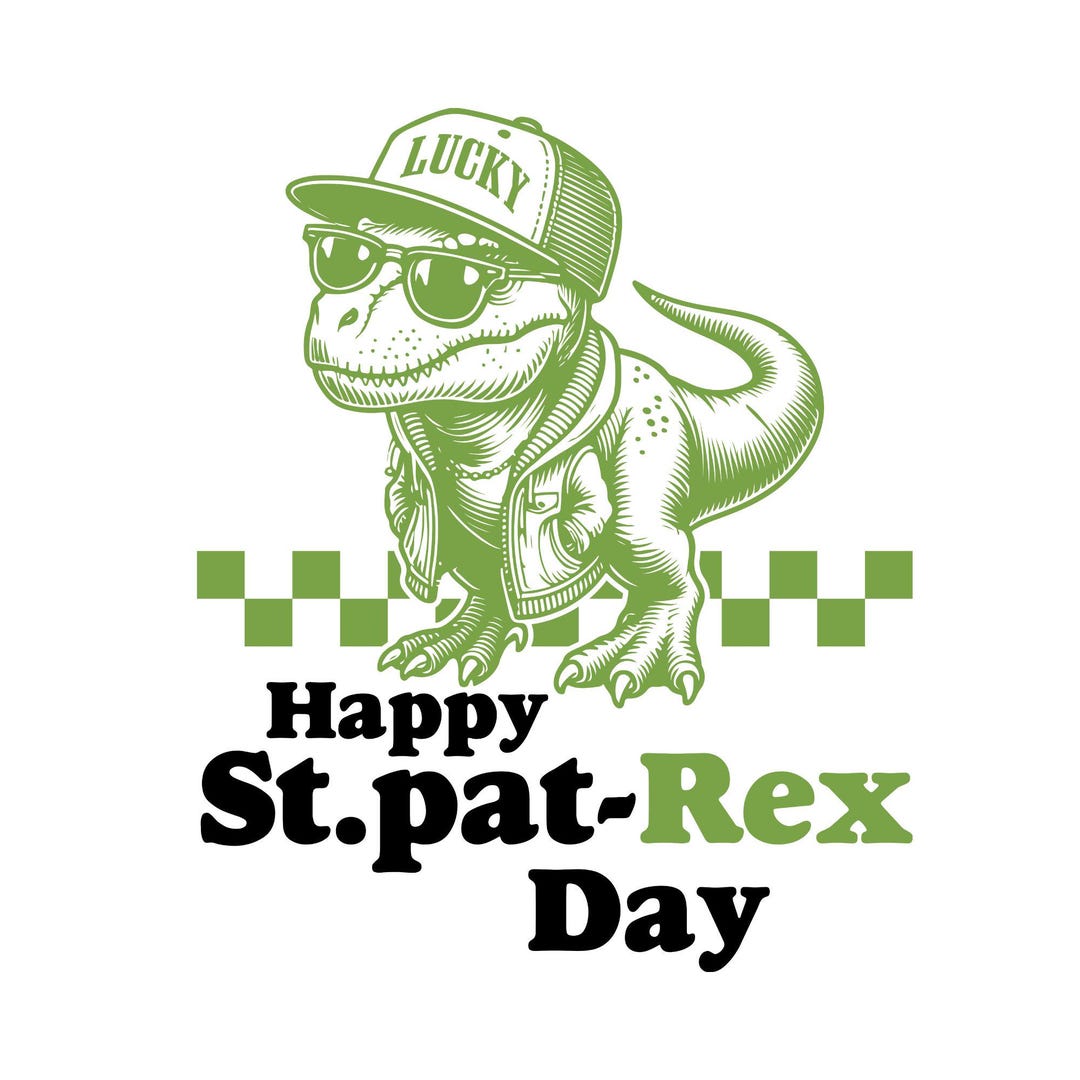 Happy St.pat-rex Day Png, St Patricks Day Dinosaur Png, Retro T-rex St Patrick's Day, Irish Dino ...