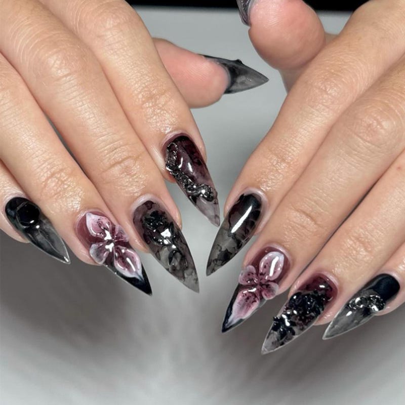 Dark Moody Nails - Etsy