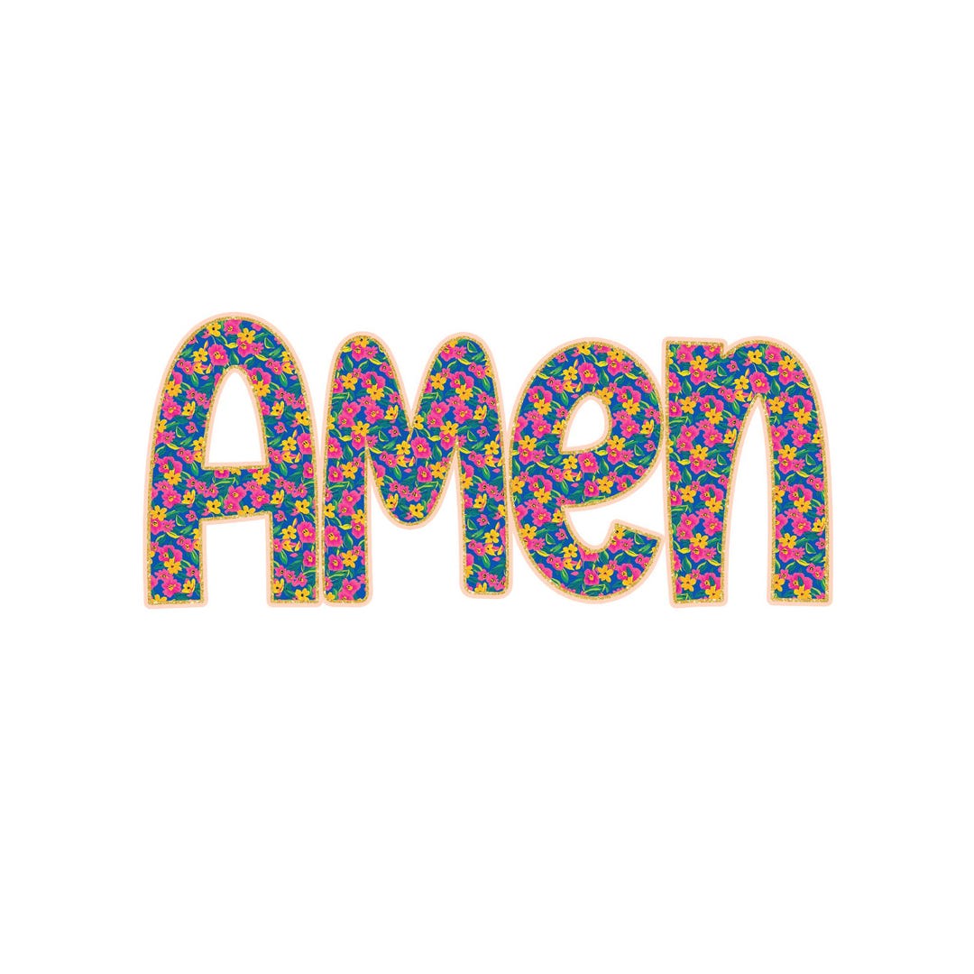 Floral Glitter Amen PNG, Checkered Amen PNG, Retro Christian Png, Amen ...