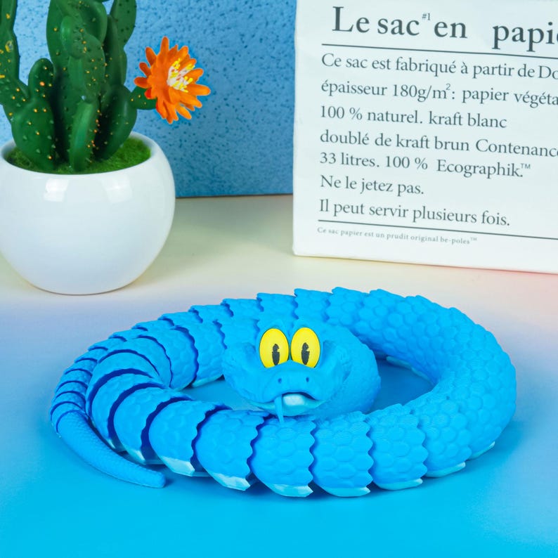 3D Printed Snake Sculpture – Animated Style Decor Figure, Modern Home ...