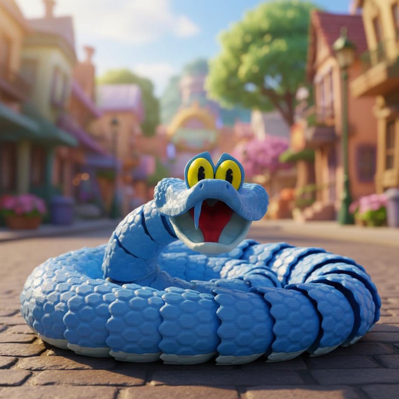 3D Printed Snake Sculpture – Animated Style Decor Figure, Modern Home ...