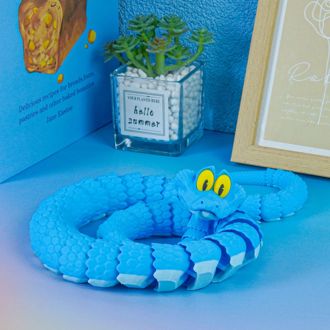 3D Printed Snake Sculpture – Animated Style Decor Figure, Modern Home ...