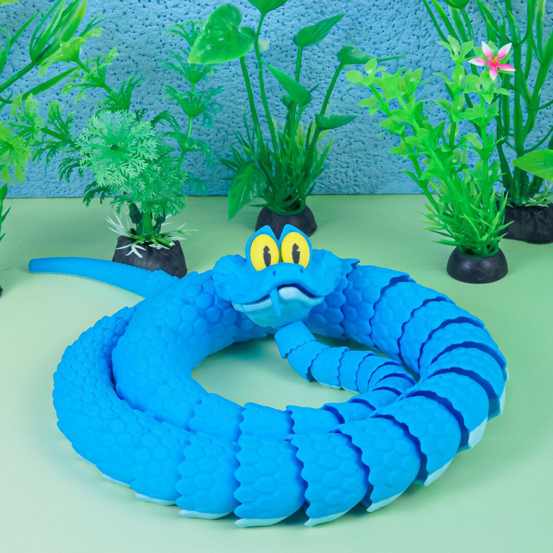 3D Printed Snake Sculpture – Animated Style Decor Figure, Modern Home ...