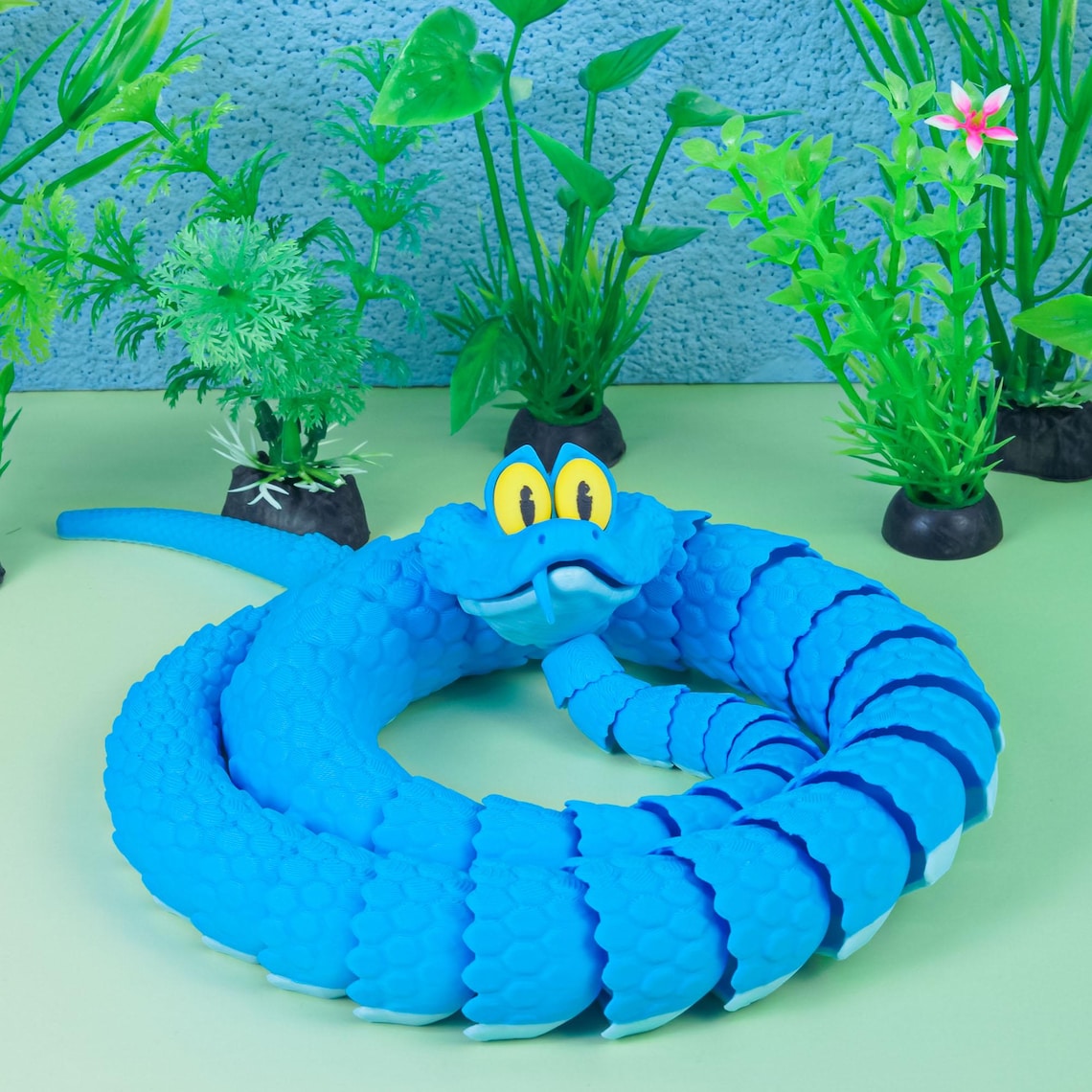 3D Printed Snake Sculpture – Animated Style Decor Figure, Modern Home ...