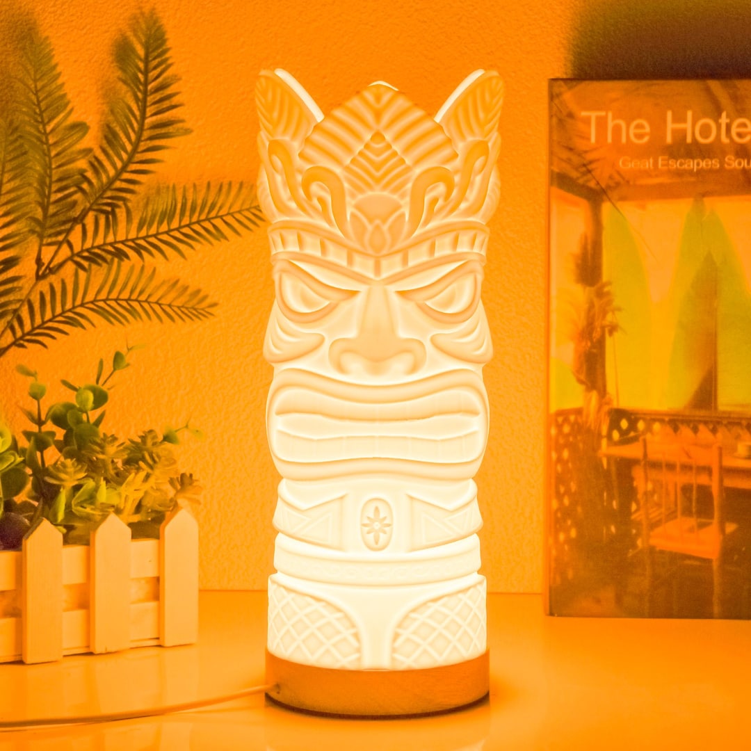 3D Printed Tiki Lamp – Hawaiian Polynesian Table Lamp, Tiki Bar Decor ...