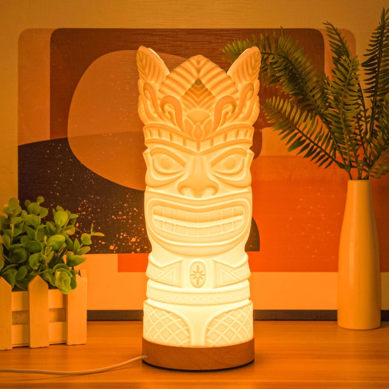 3D Printed Tiki Lamp – Hawaiian Polynesian Table Lamp, Tiki Bar Decor ...