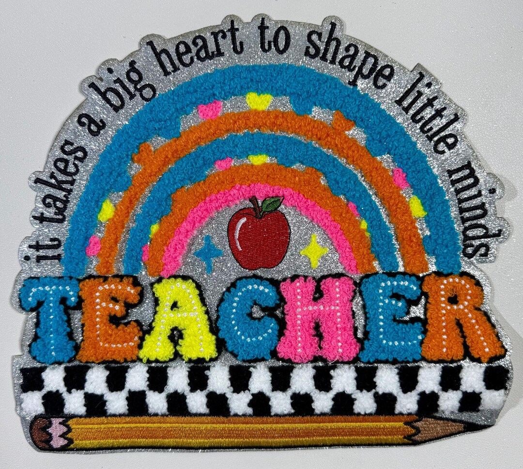 Teacher Patch Iron on Patches Heat Press Patch Big 10 Inch Pencil ...