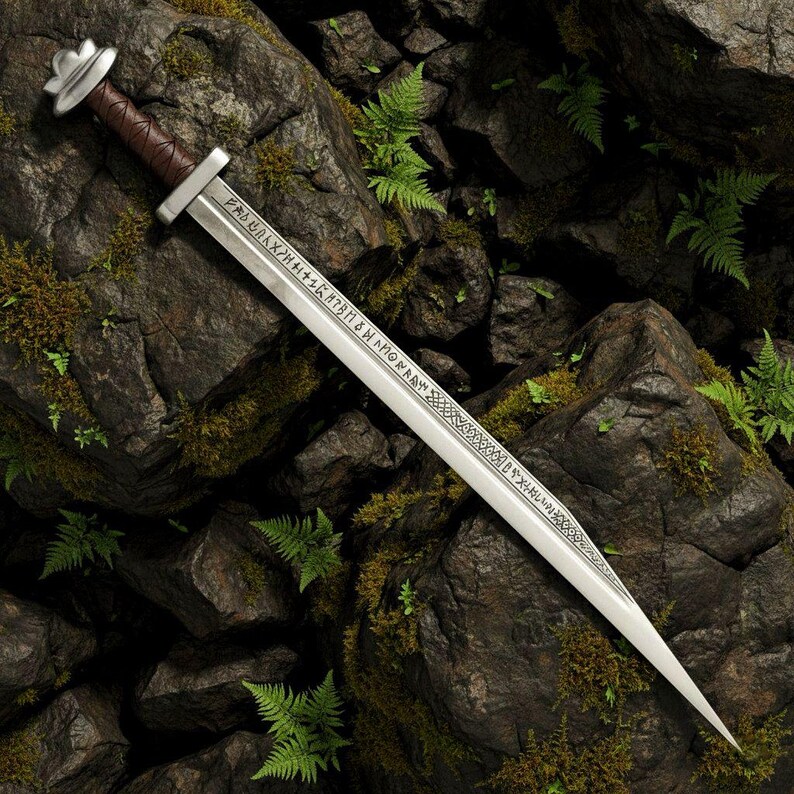 Runic Long Seax Decorative Replica, Norse Viking Style With Leather ...