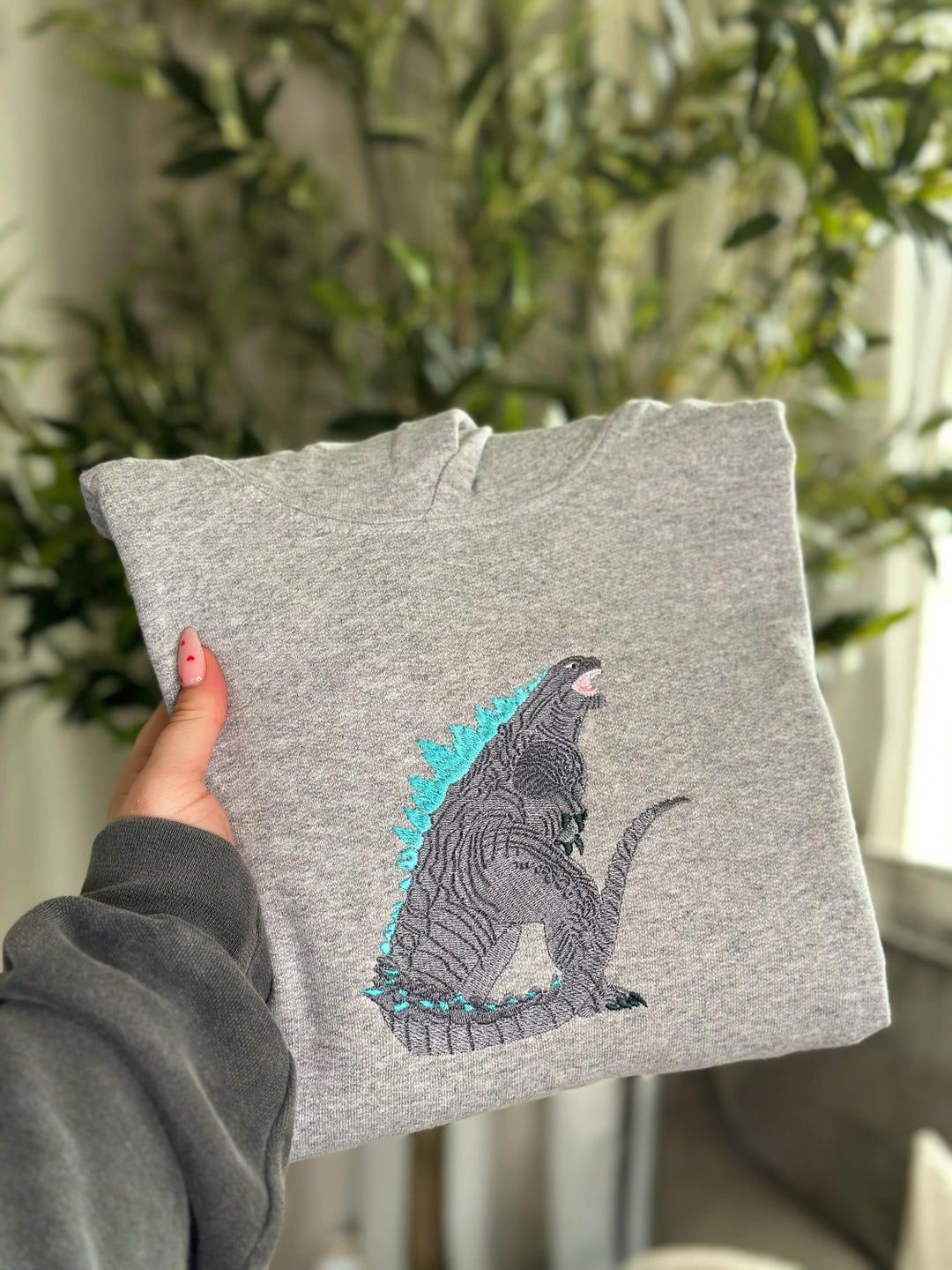 Godzilla Embroidered Hoodie, Godzilla Sweatshirt, Custom Embroidered ...