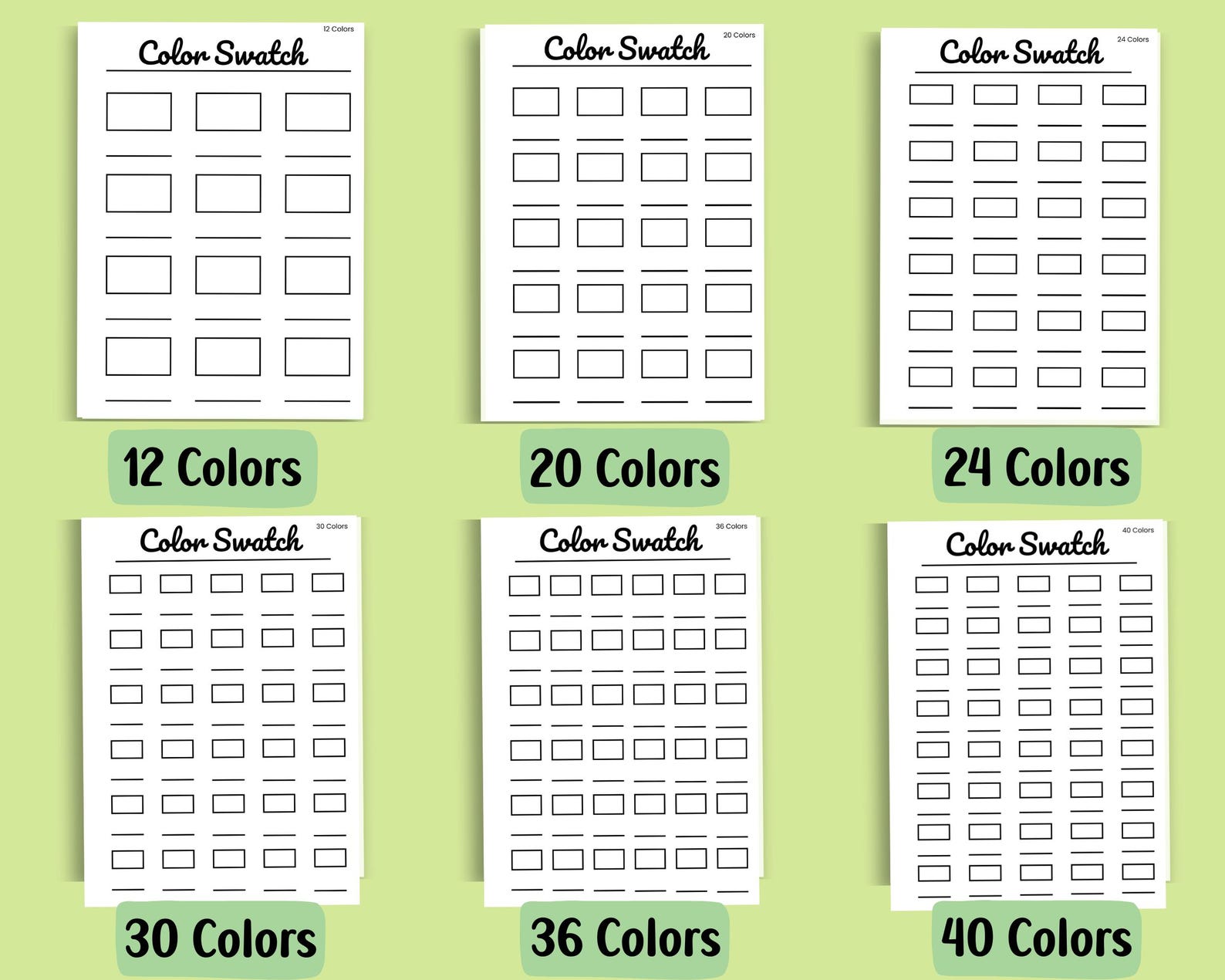 Blank Color Swatch Chart | Printable Digital PDF Template | Color ...