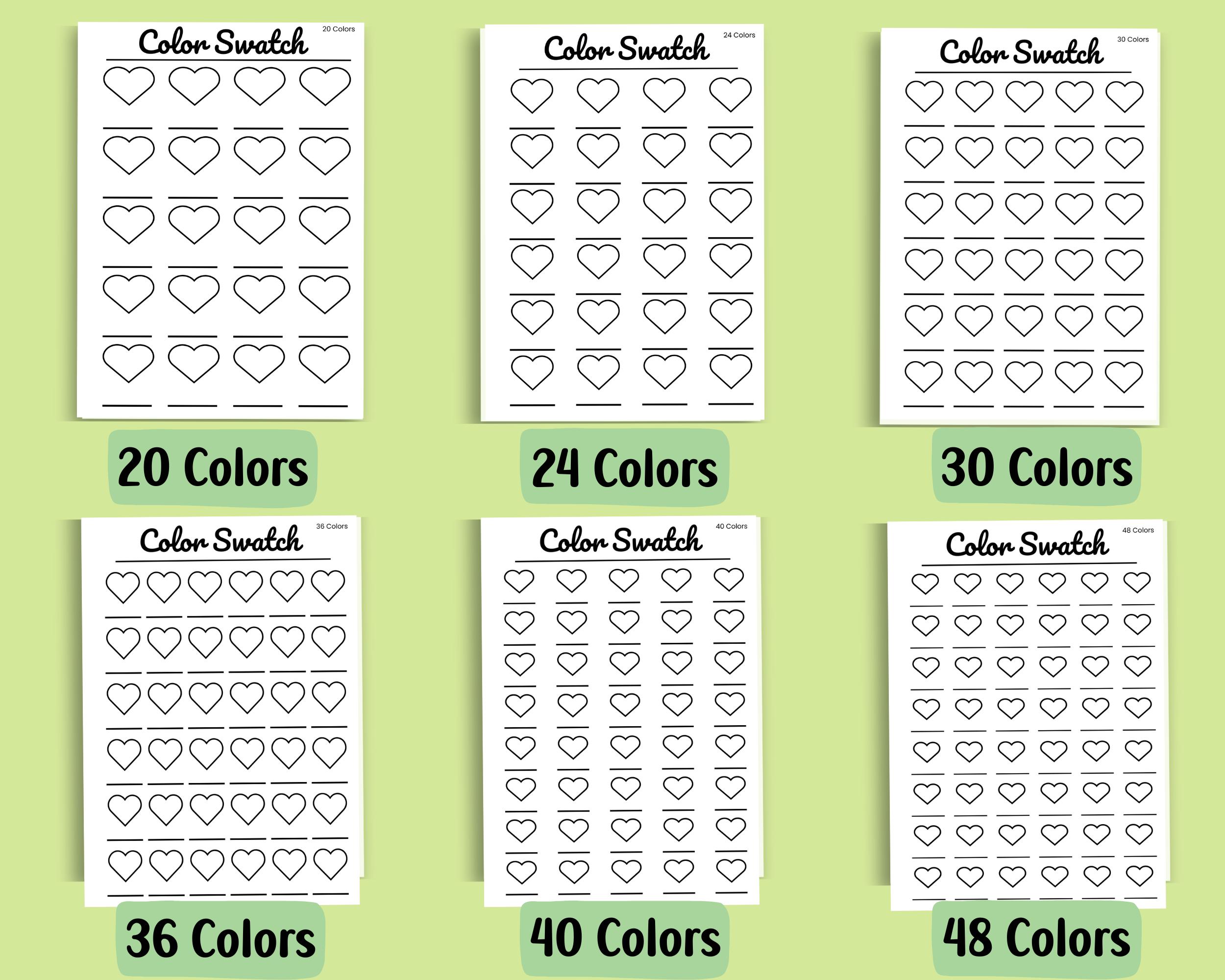 Blank Color Swatch Chart Printable Digital PDF Template Color Swatch ...