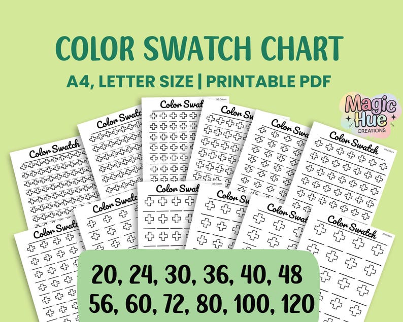 Blank Color Swatch Chart: Printable PDF Template (20-120 Swatches) - Etsy