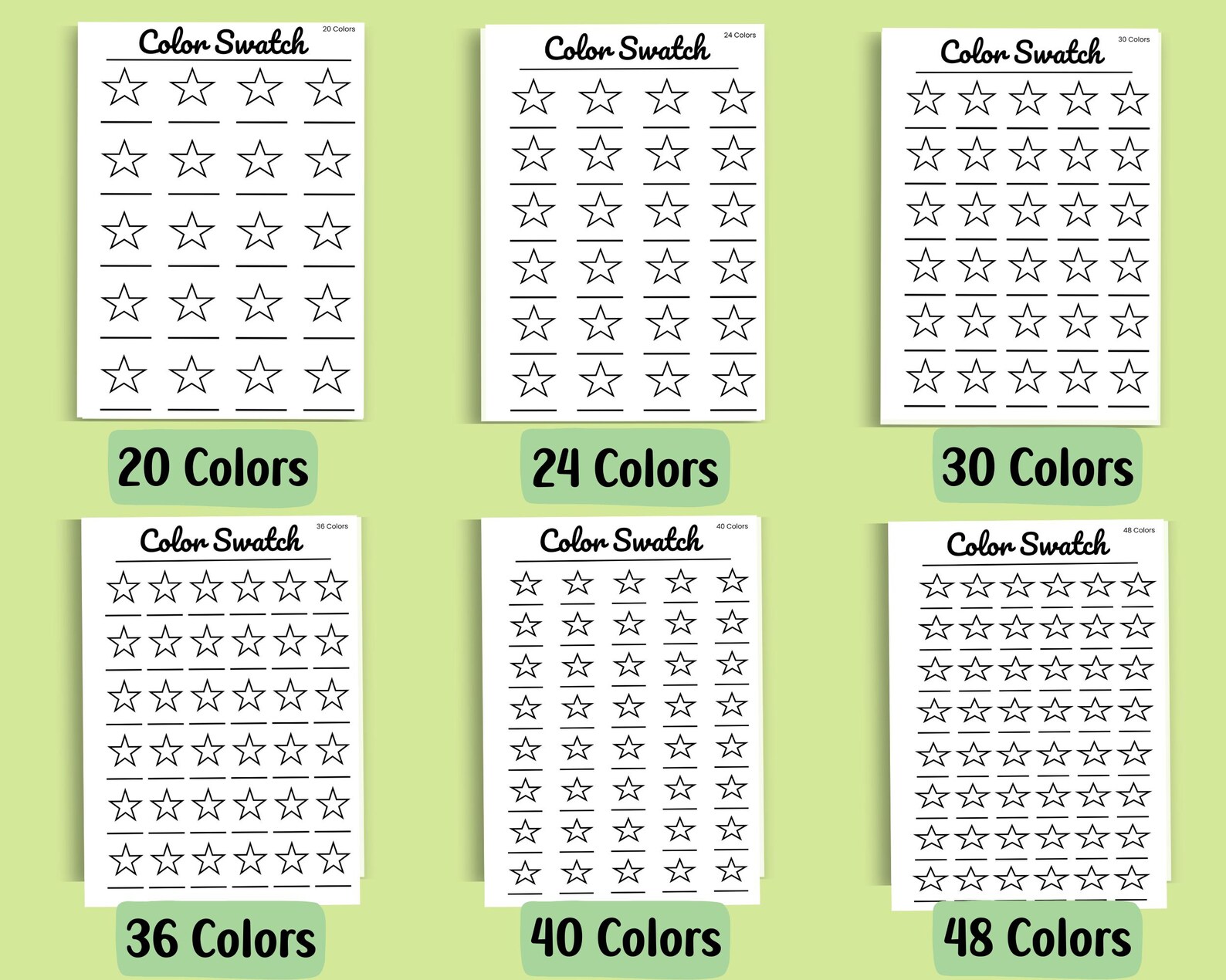 Printable Color Swatch Chart Template: Art Supplies Organizer (PDF) - Etsy