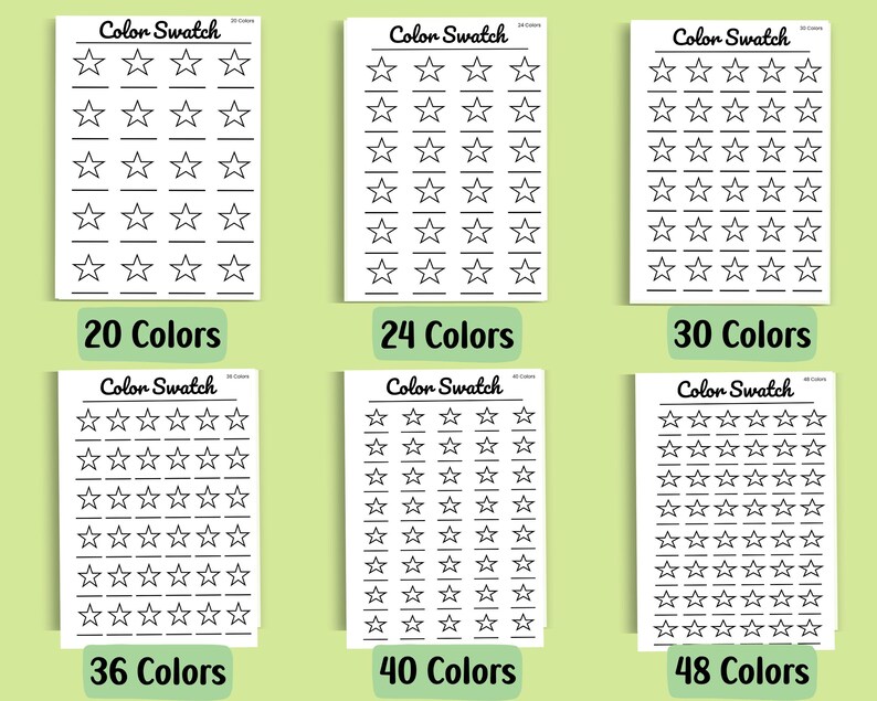 Printable Color Swatch Chart Template: Art Supplies Organizer (PDF) - Etsy