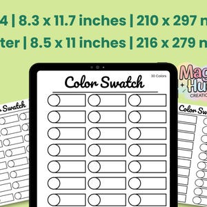 Blank Color Swatch Chart: Art Supplies Organizer (printable PDF) - Etsy