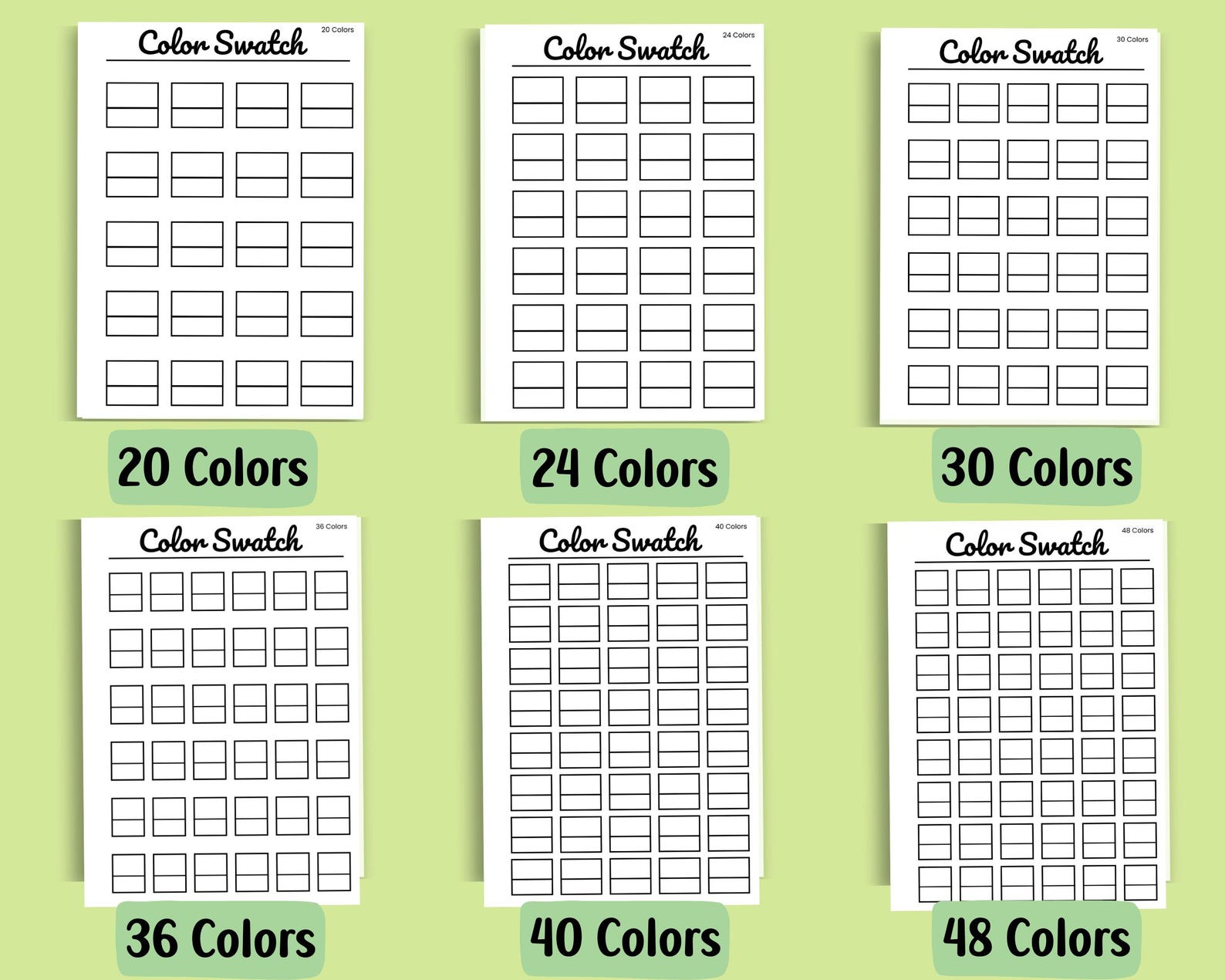 Printable Color Swatch Chart: Art Supply Organizer (PDF Template) - Etsy