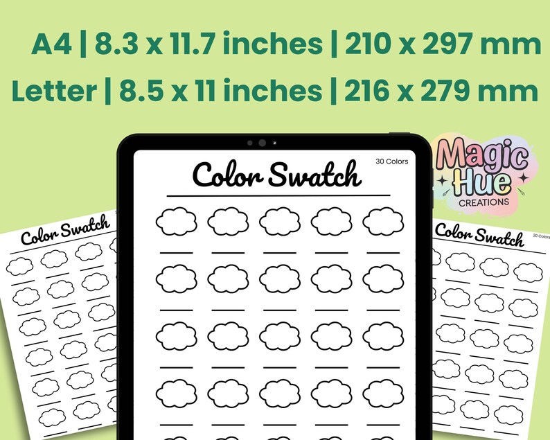 Printable Color Swatch Chart Template: Art Supplies Organizer (PDF) - Etsy