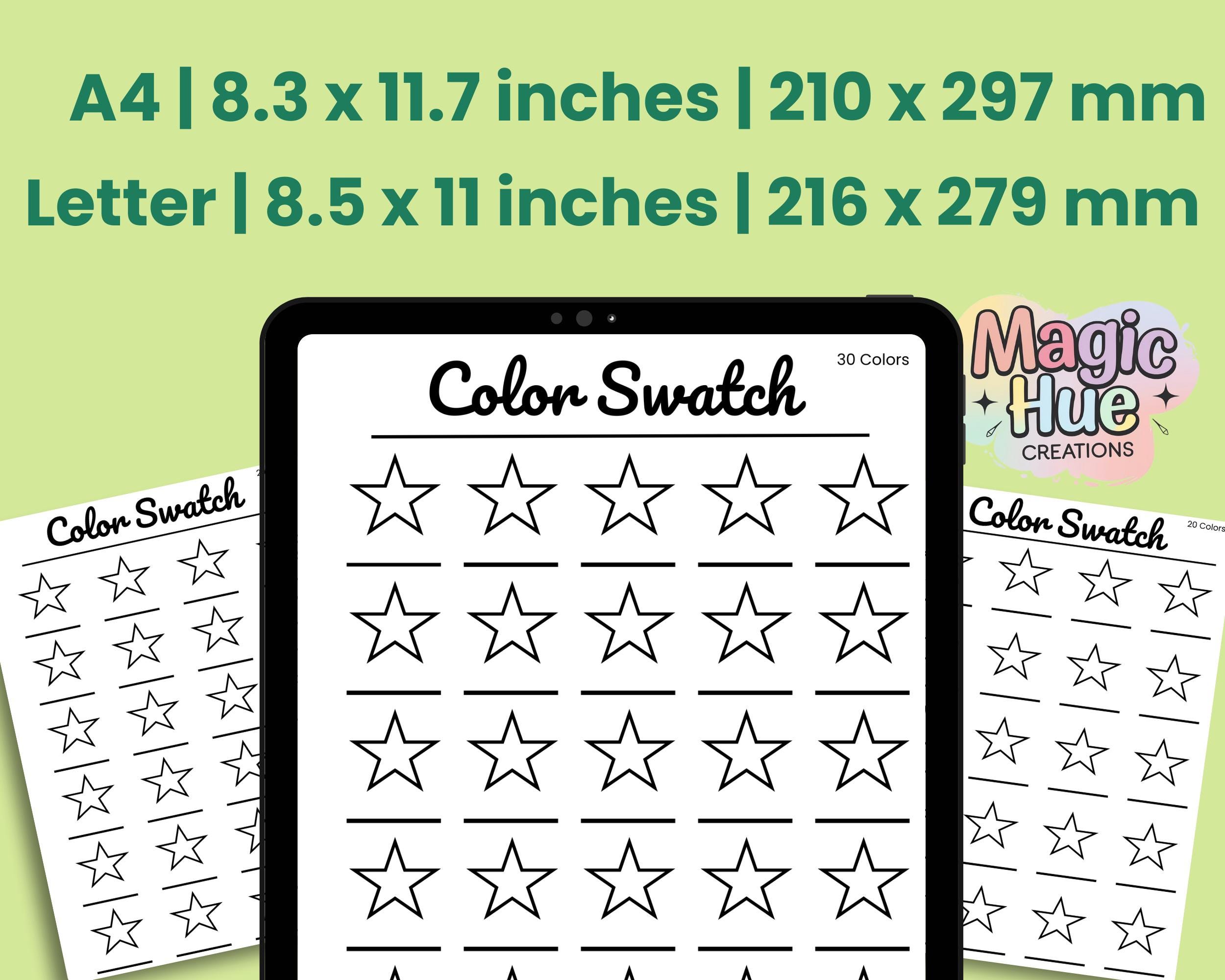 Printable Color Swatch Chart Template: Art Supplies Organizer (PDF) - Etsy