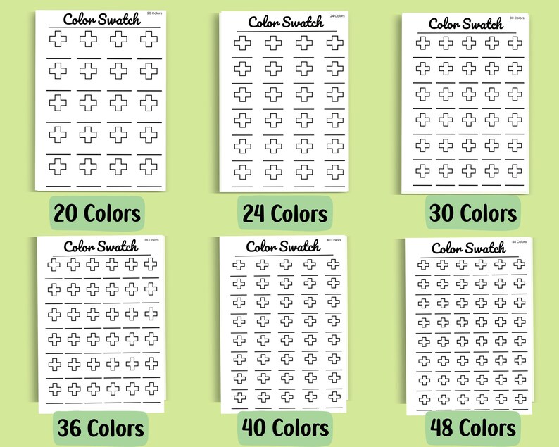 Blank Color Swatch Chart: Printable PDF Template (20-120 Swatches) - Etsy