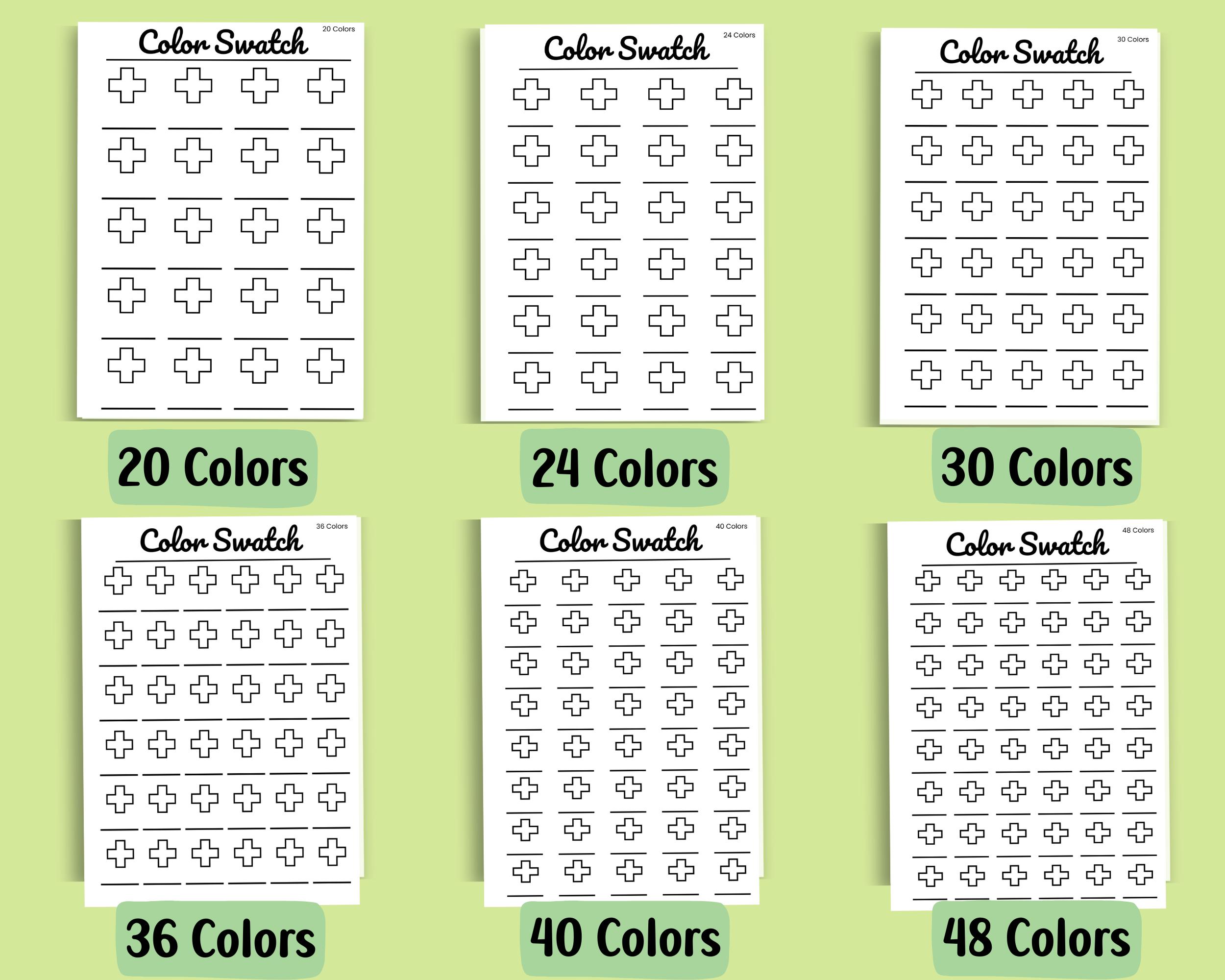 Blank Color Swatch Chart: Printable PDF Template (20-120 Swatches) - Etsy
