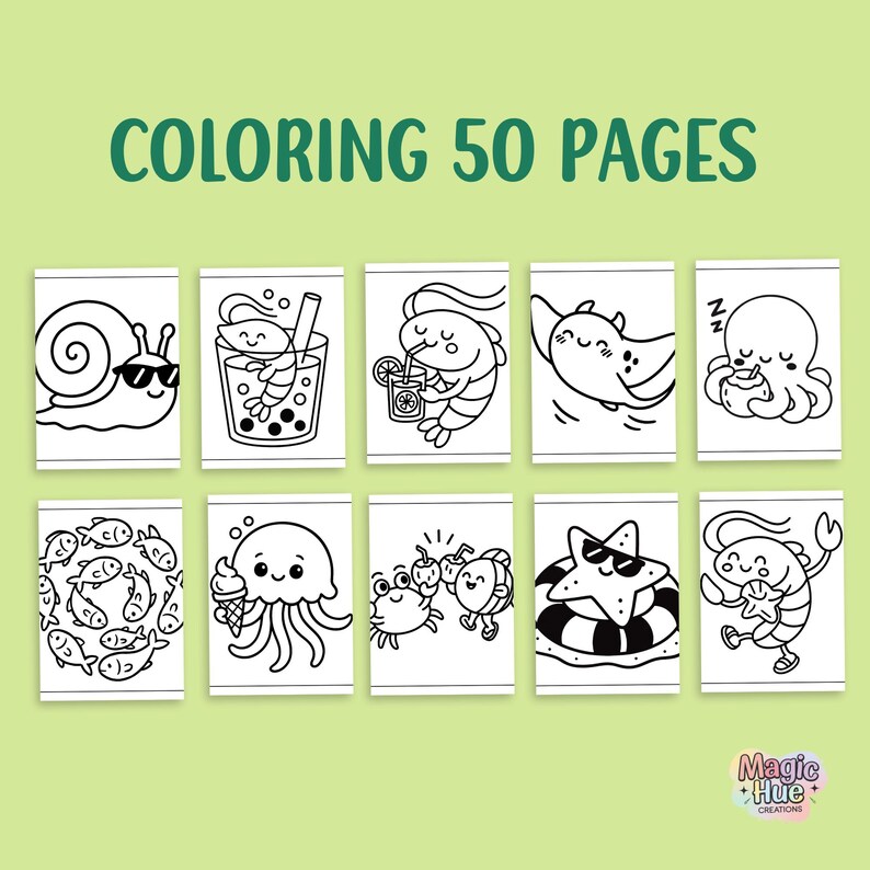 Snuggly Sea Friends Coloring Pages, A Bold & Easy Coloring Book, 50 ...
